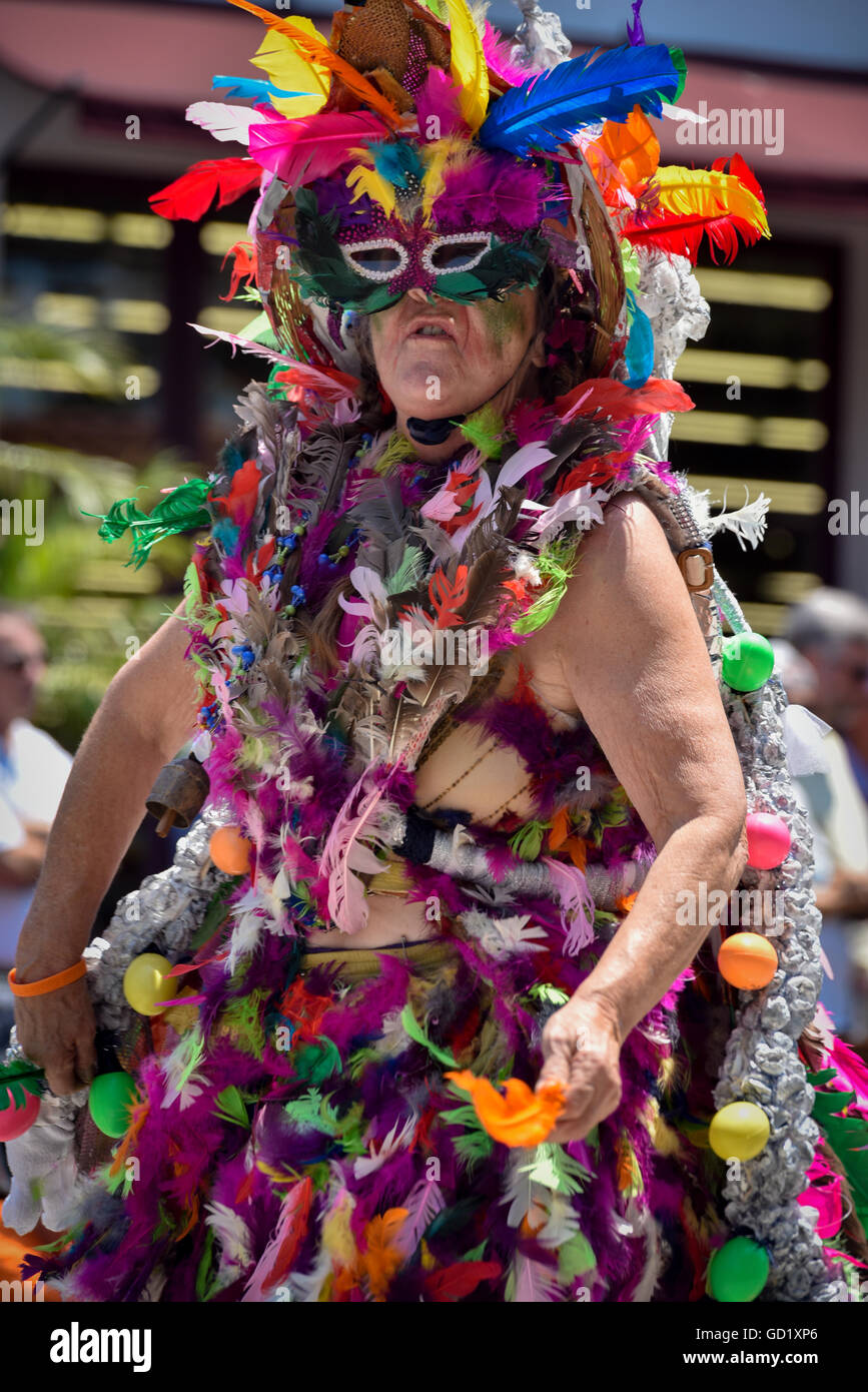 A participant at the yearly "Summer Solstice" parade in Santa Barbara ...