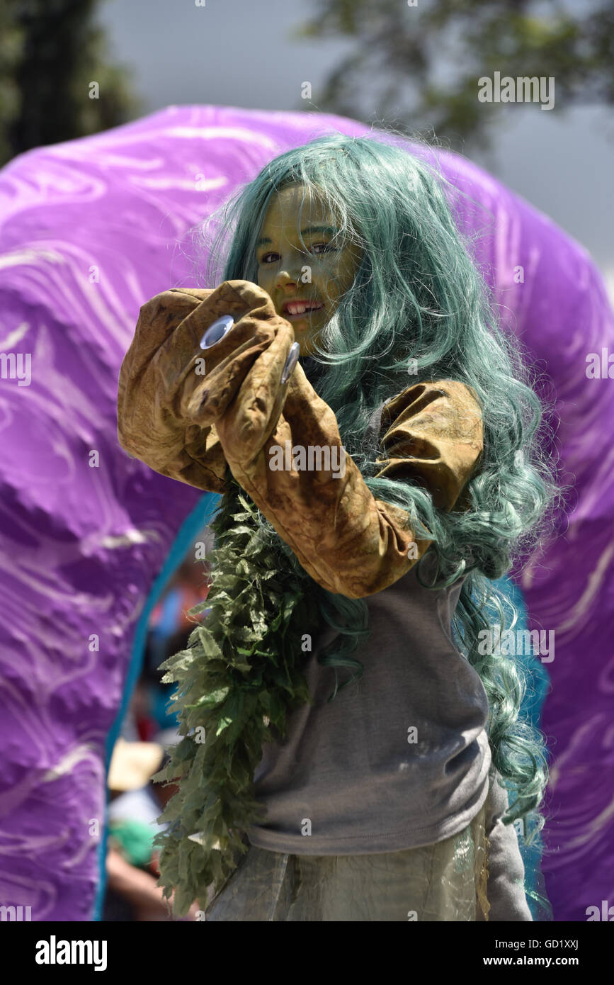 A participant at the yearly "Summer Solstice" parade in Santa Barbara ...