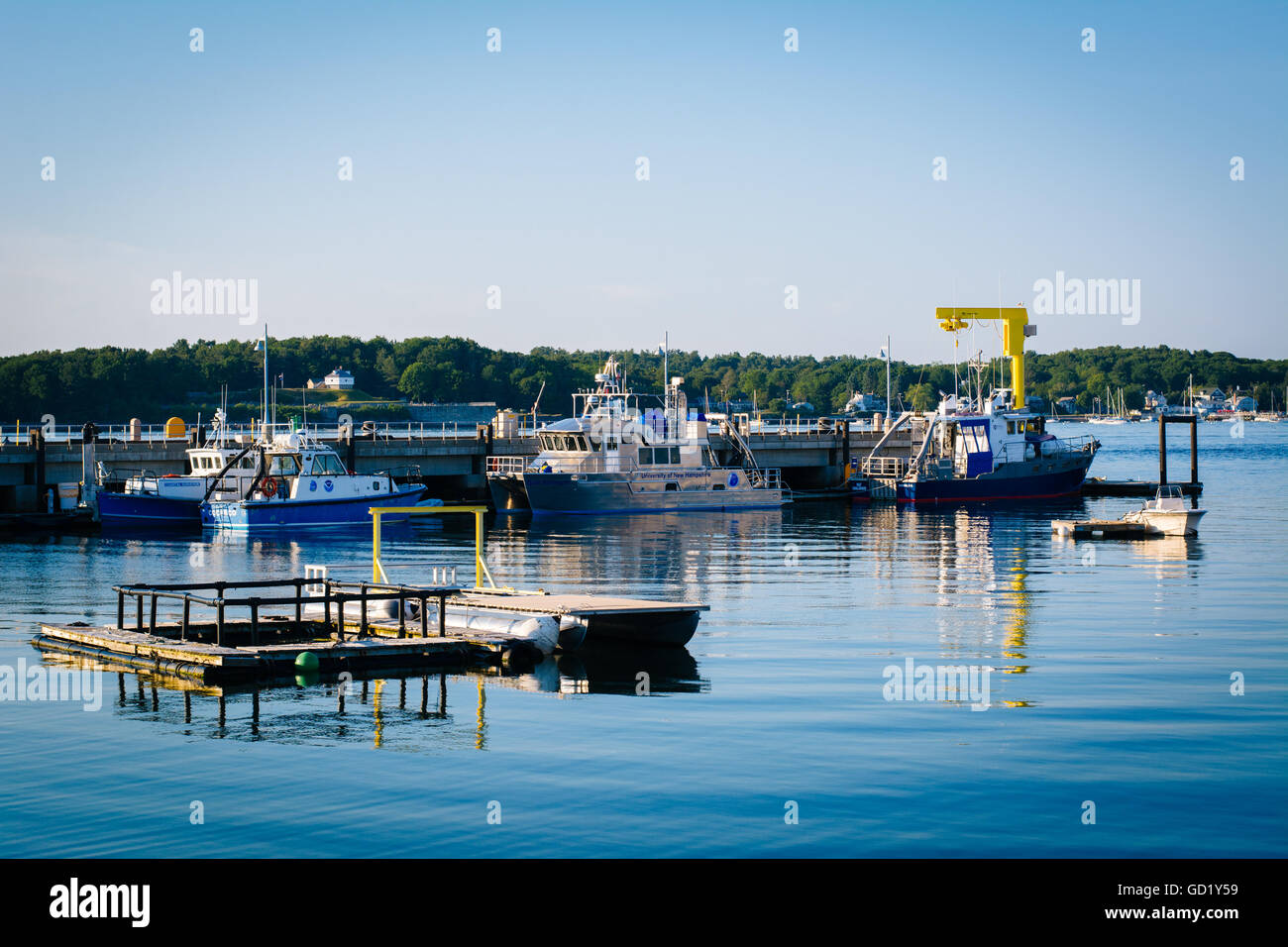 Boats in the Piscataqua River, in Portsmouth, New Hampshire Stock Photo ...