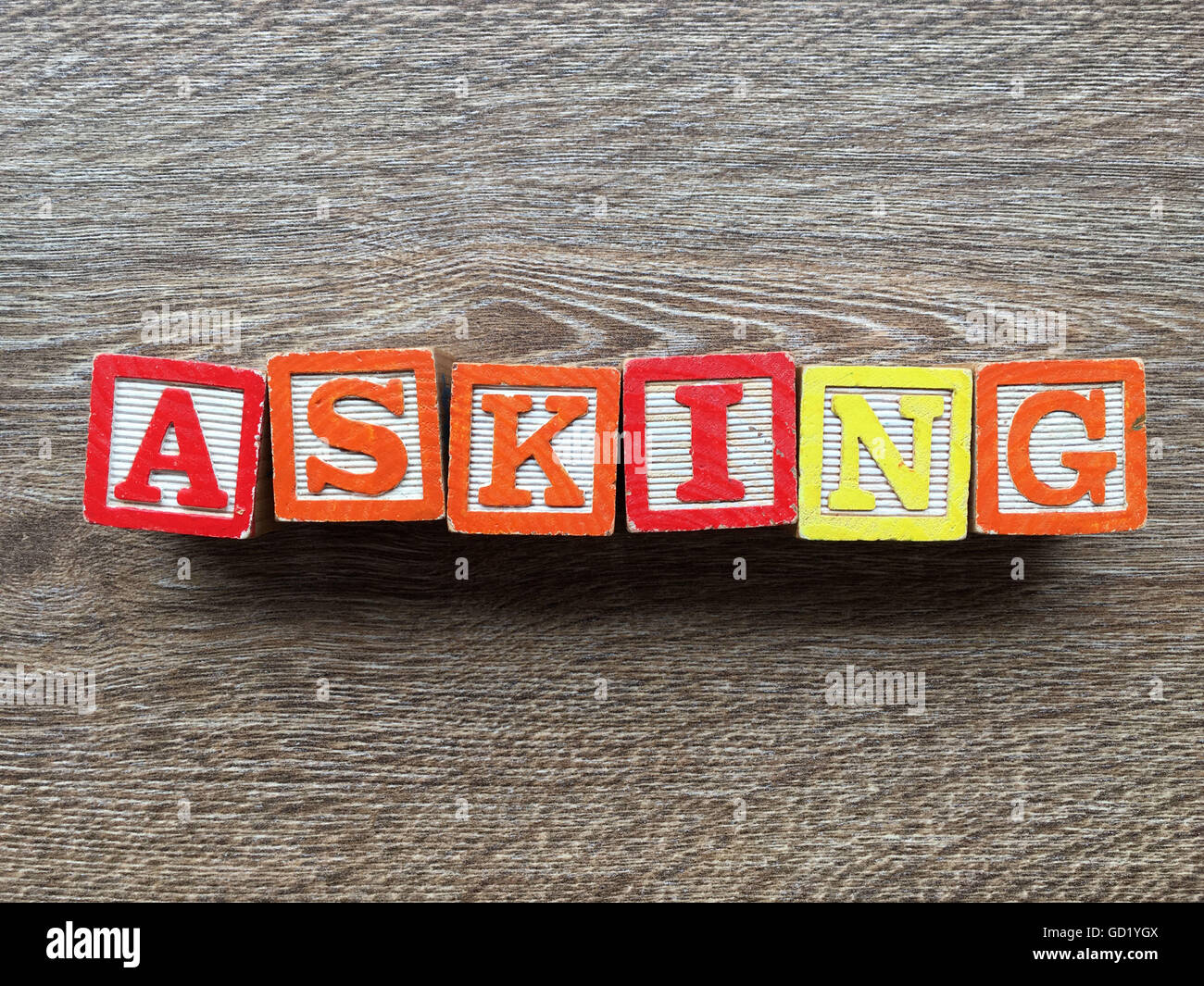 ASKING word written with wood block letter toys Stock Photo - Alamy