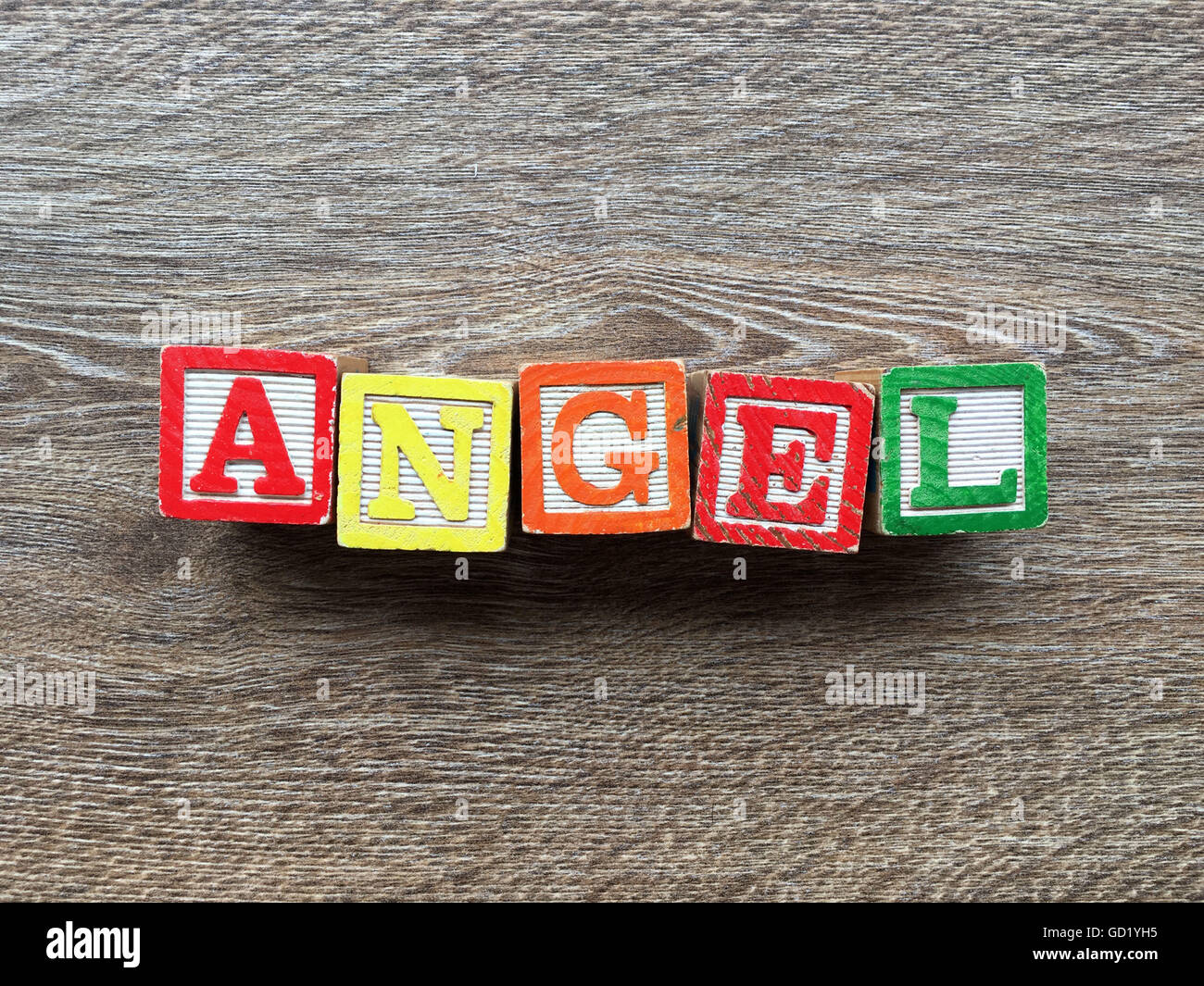 ANGEL word done with wood block letter Stock Photo - Alamy