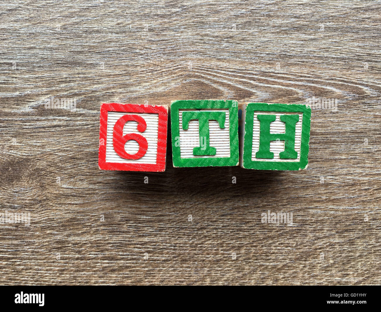 Rank 6th done with Wood Blocks Toys Stock Photo - Alamy