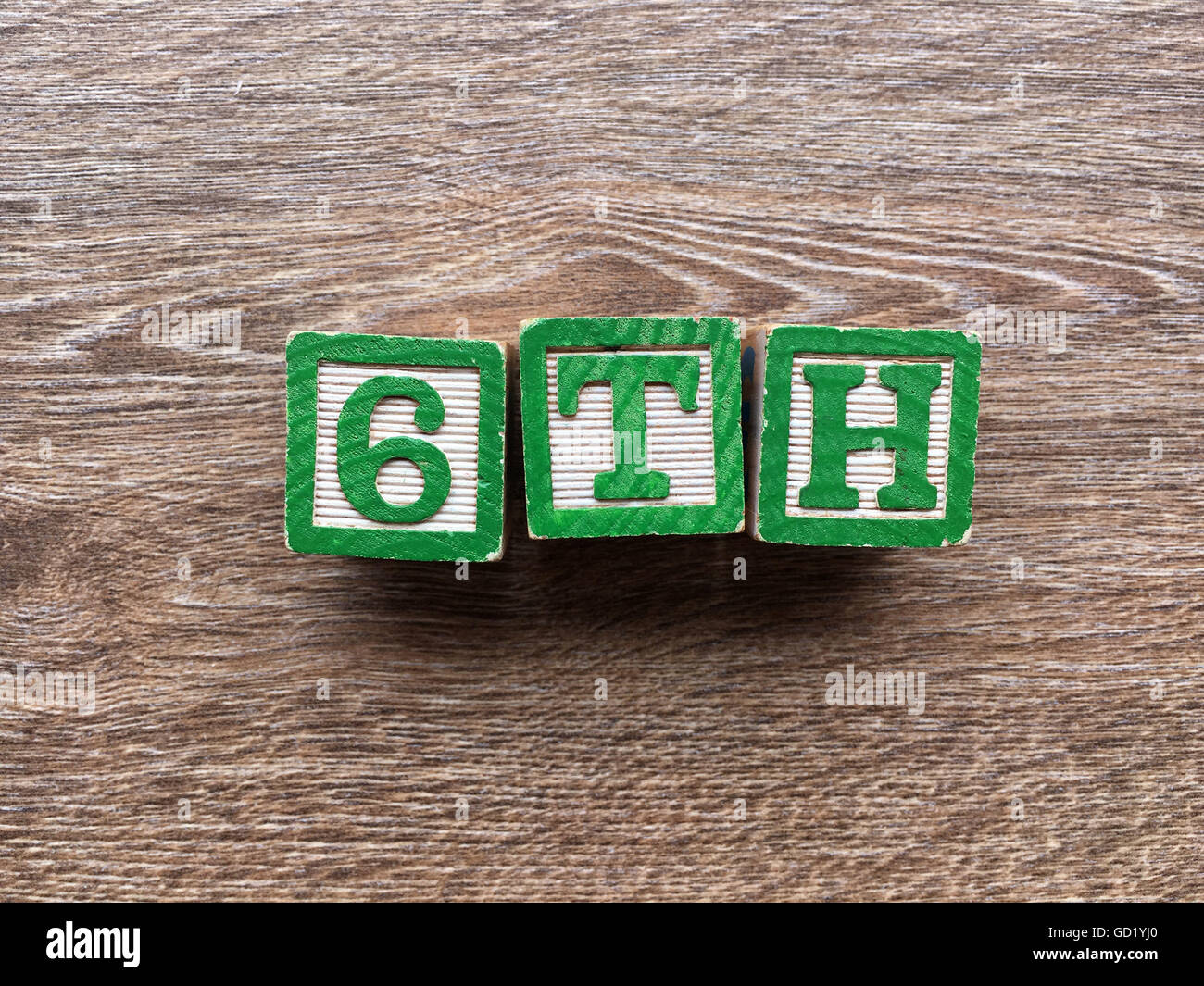 Rank 6th done with Wood Blocks Toys Stock Photo - Alamy