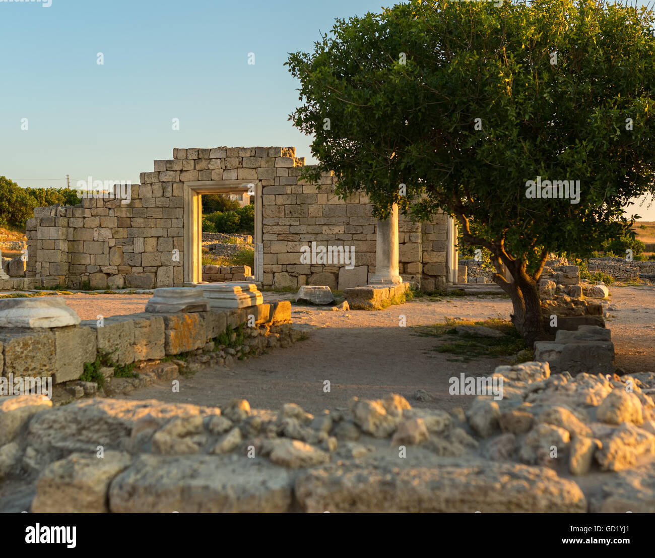 Ancient Greek basilica and marble columns in Chersonesus Taurica ...