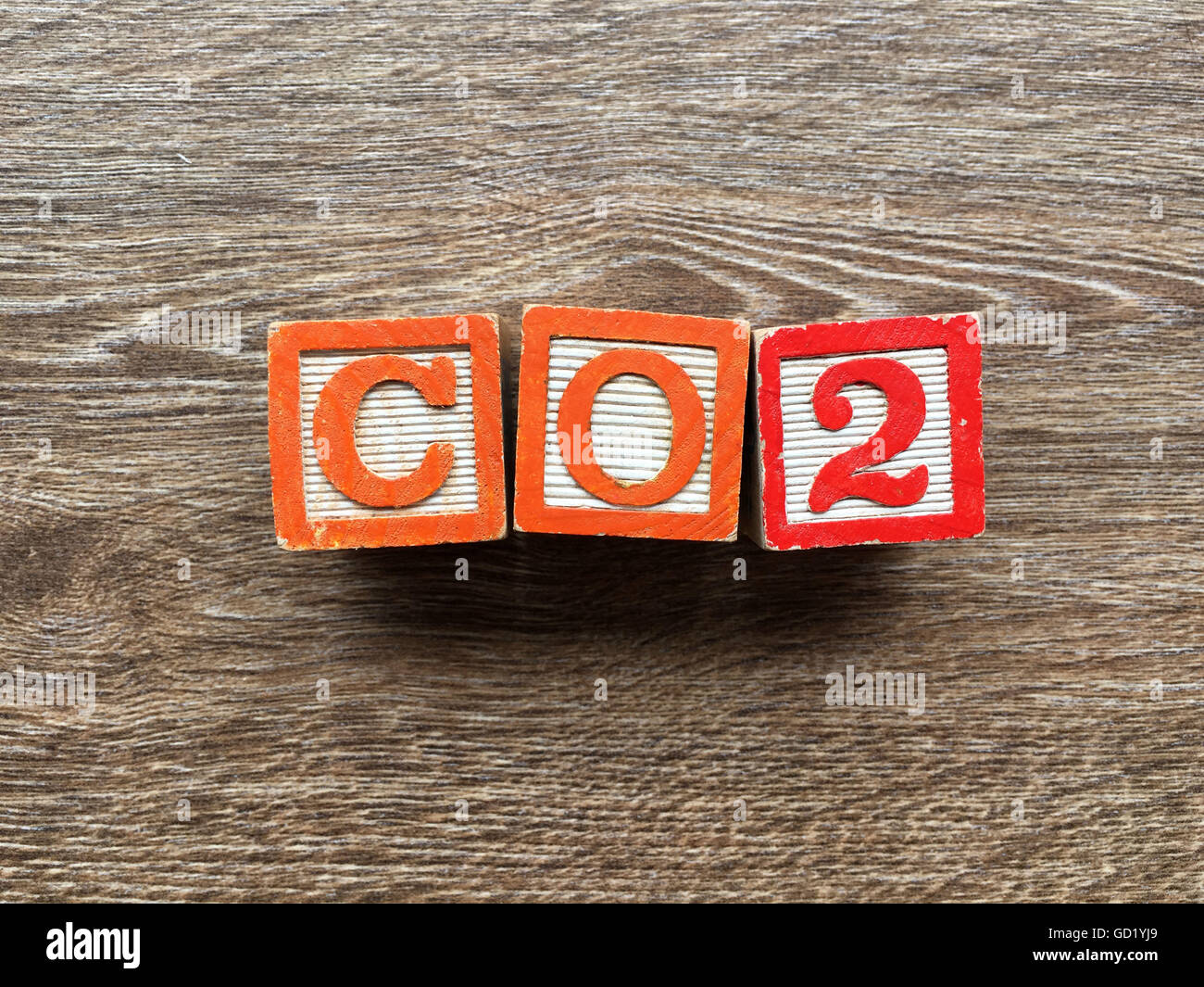 CO2 written with wood block letter toys Stock Photo - Alamy