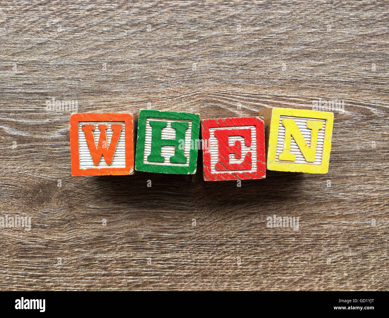 WHY NOT written with wood block letter toys Stock Photo - Alamy