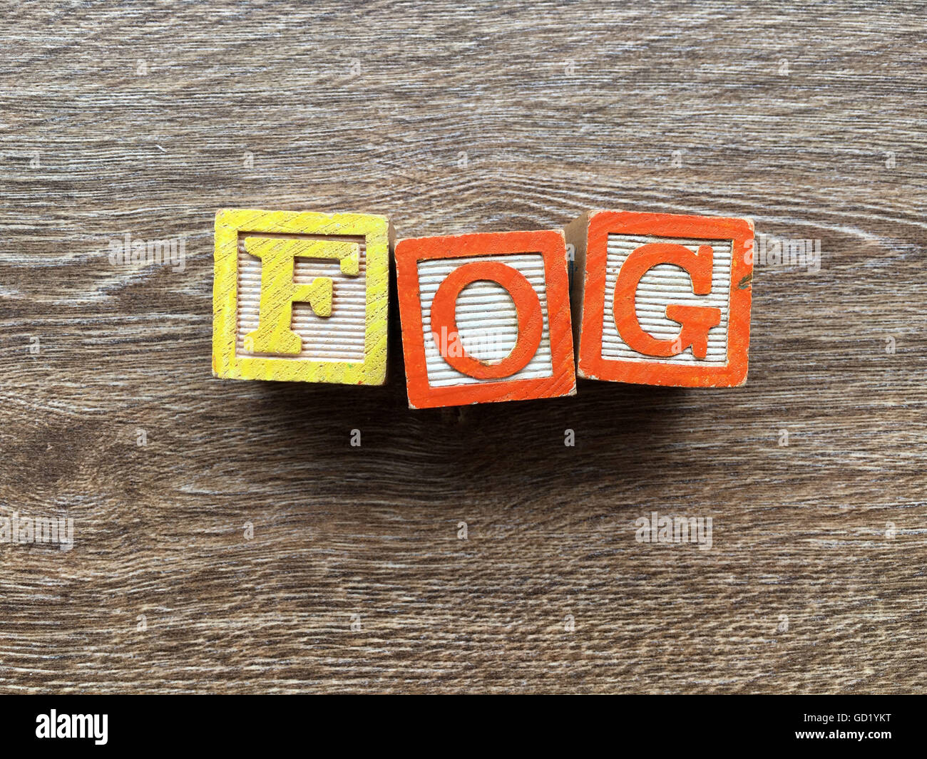 FOG word written with wood block letter toys Stock Photo - Alamy