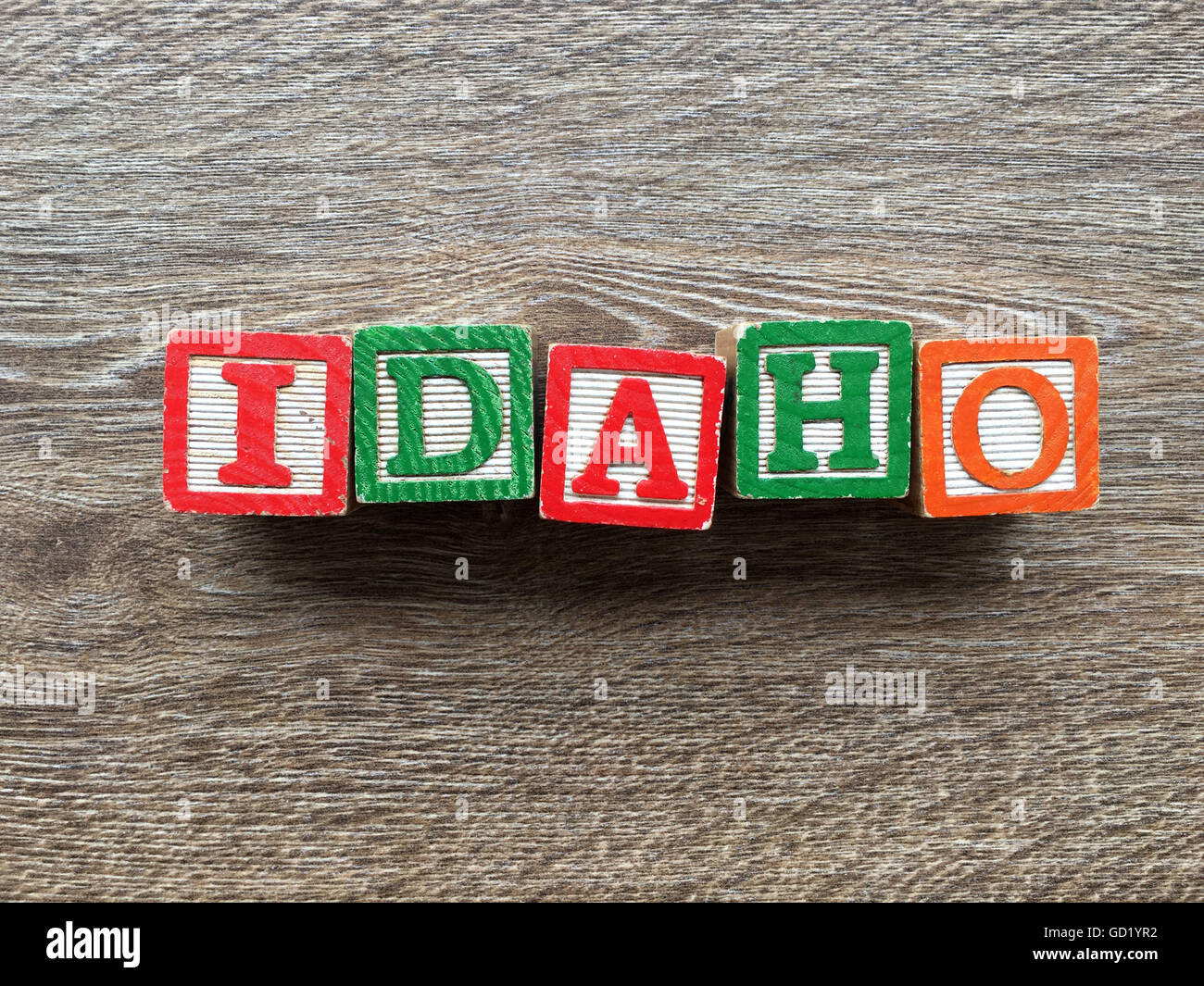 IDAHO word written with alphabet wood block letter toys Stock Photo - Alamy