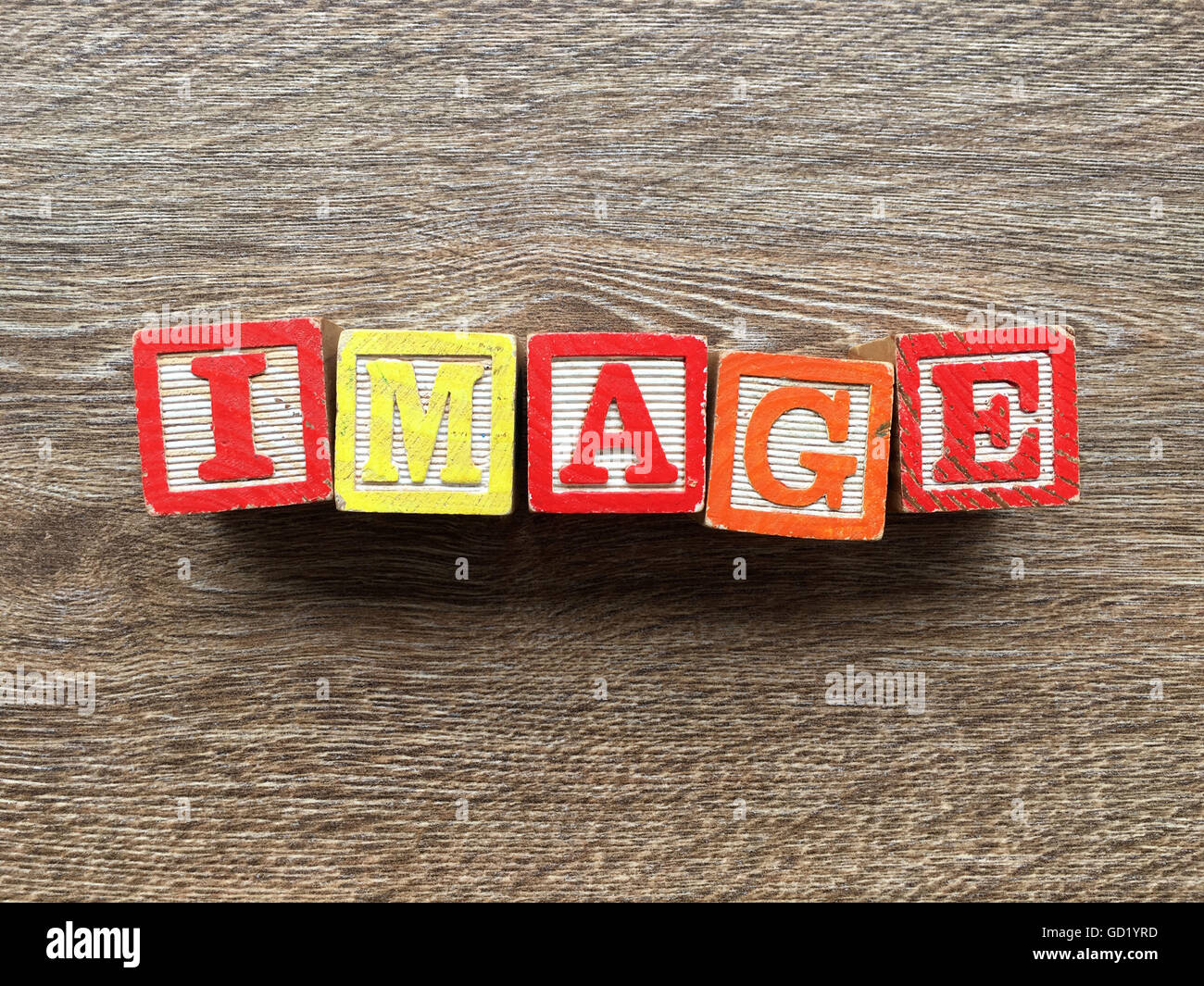 IMAGE written with wood block letter toys Stock Photo - Alamy