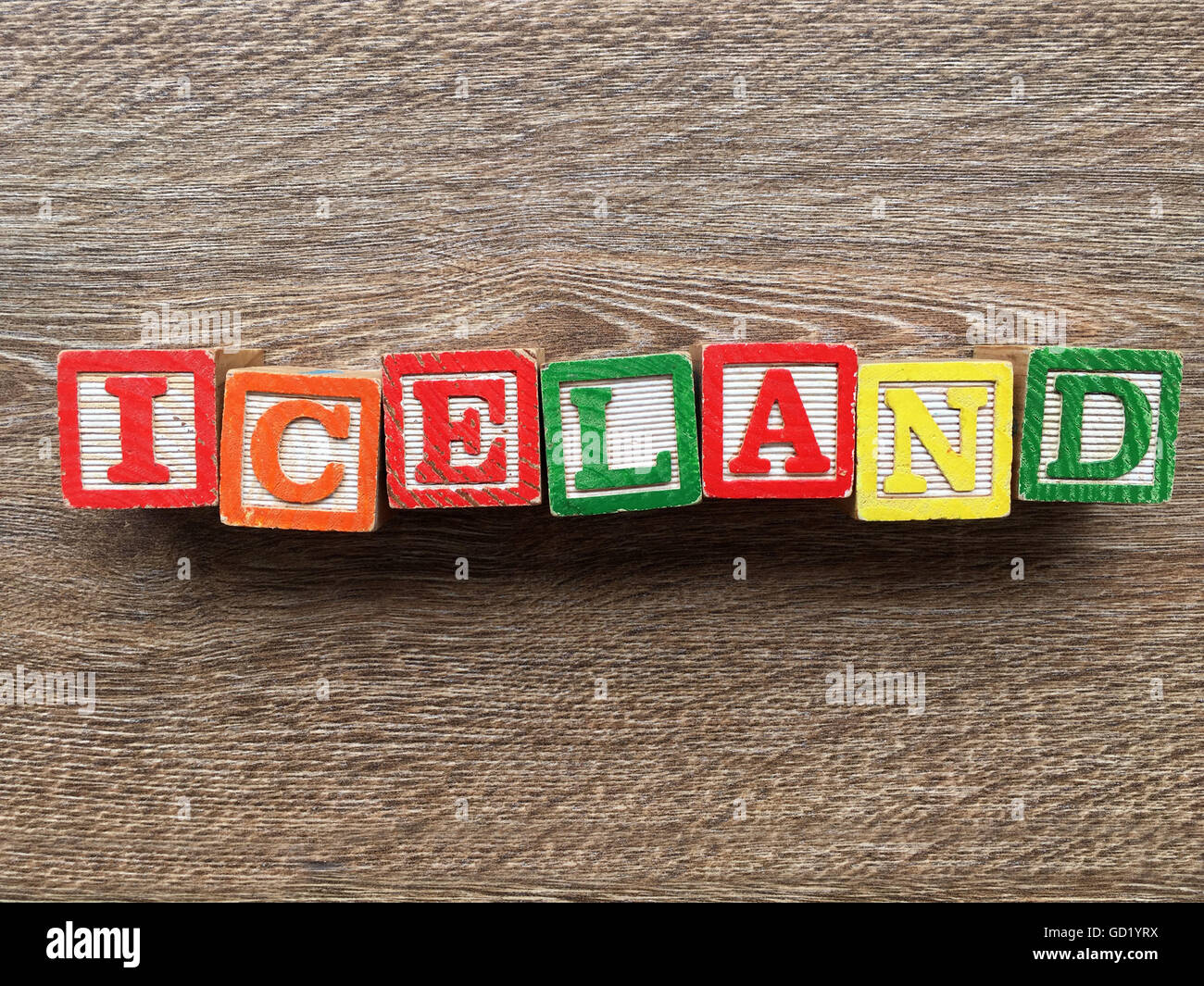 ICELAND word written with wood block letter toys Stock Photo - Alamy