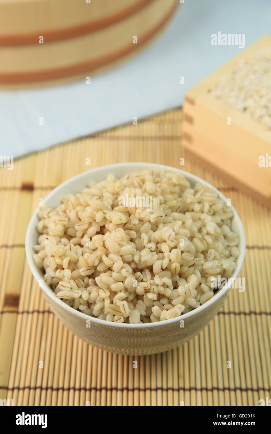 Boiled barley rice Stock Photo - Alamy