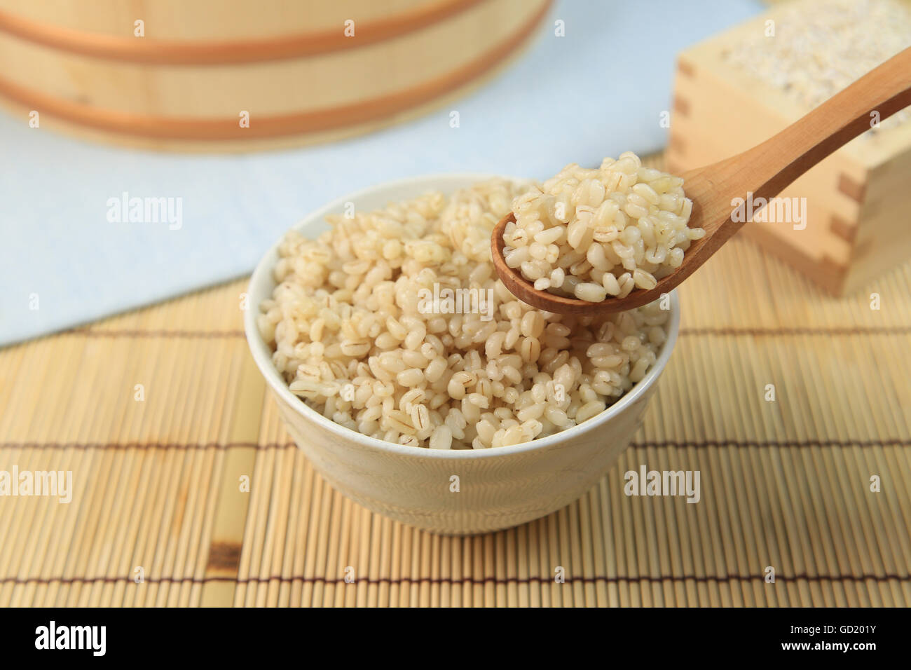 Boiled barley rice Stock Photo - Alamy