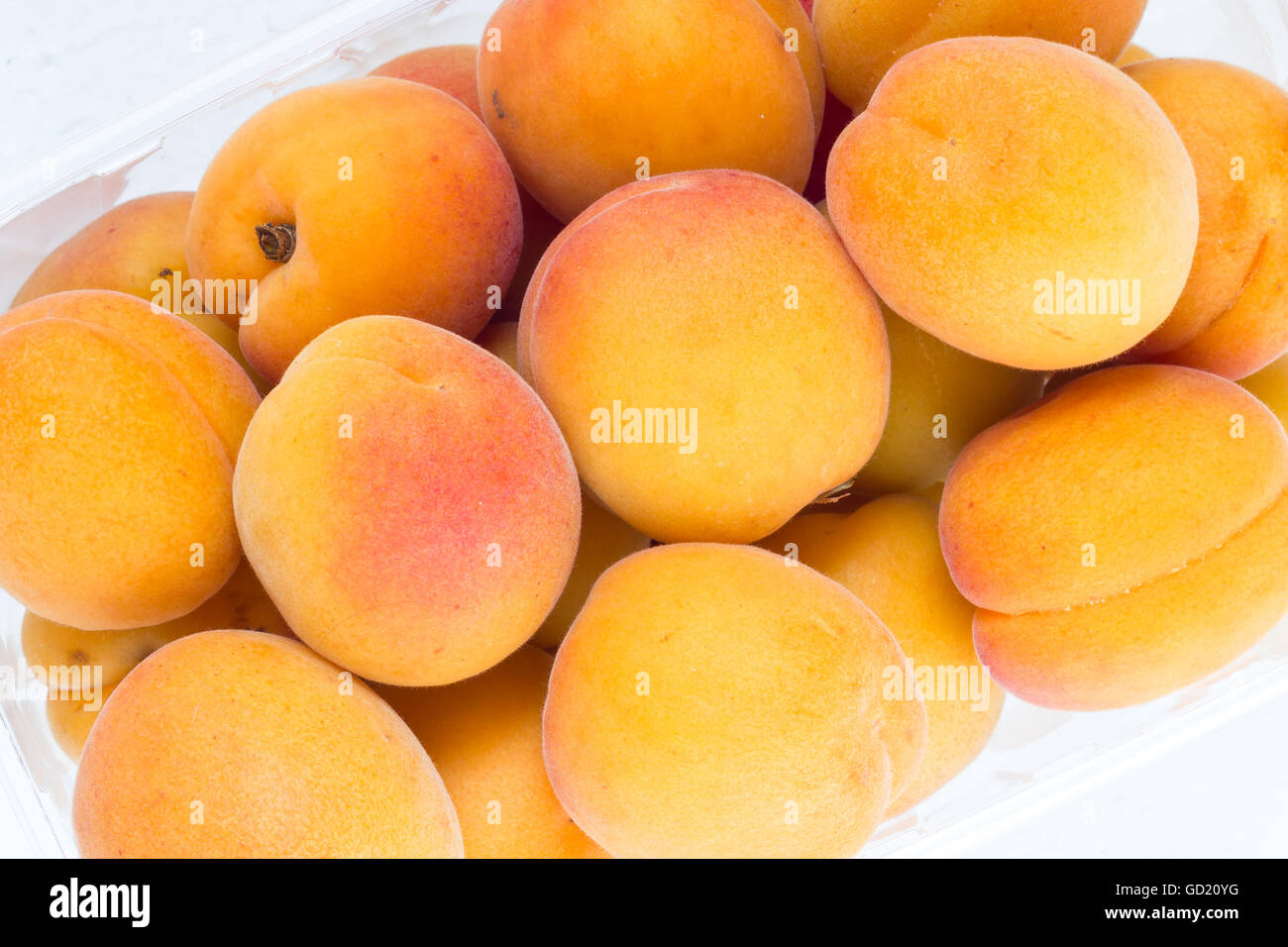 Apricots from biological farming. Top view for background Stock Photo ...
