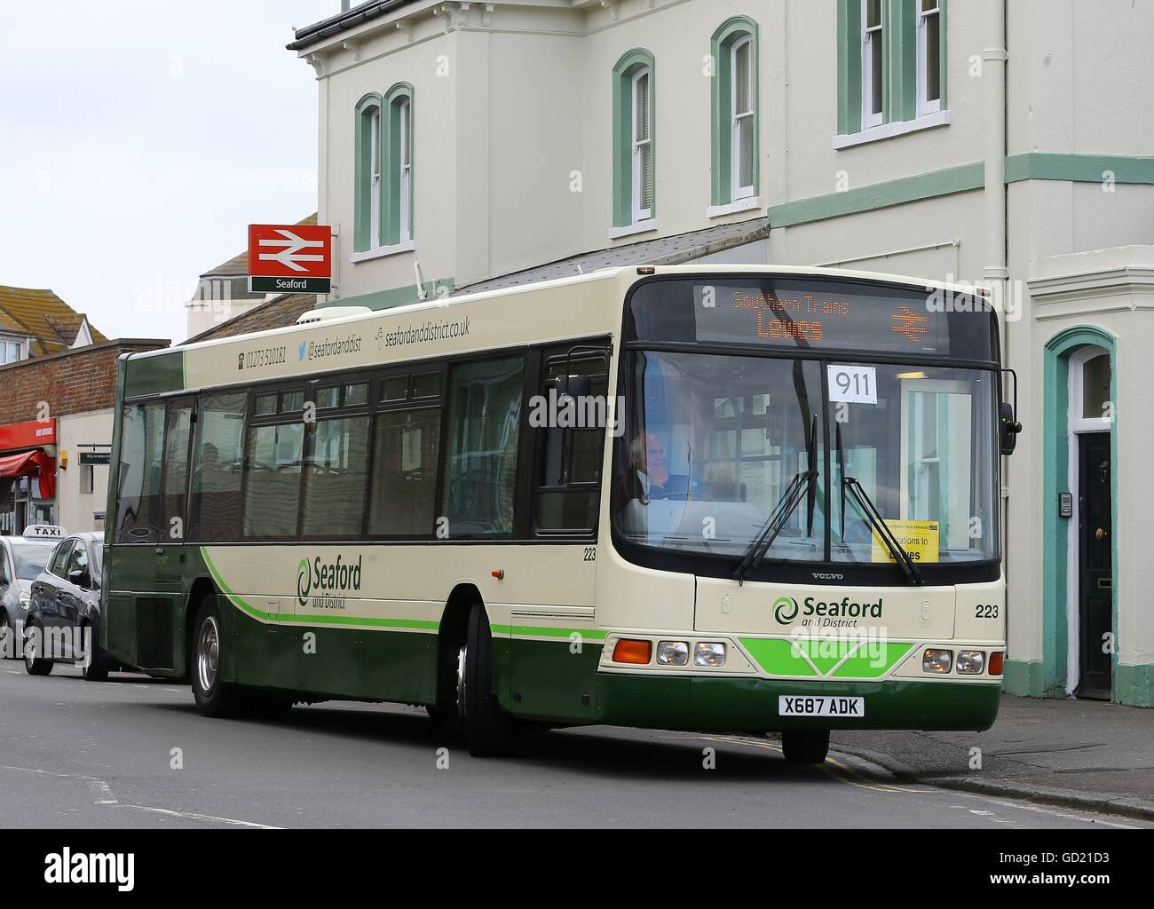Rail replacement bus outside seaford station hi-res stock photography ...