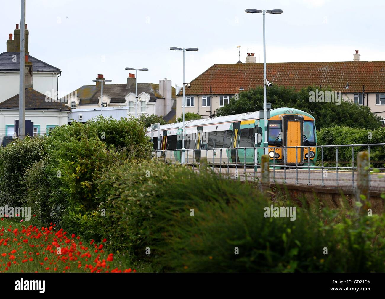 A Southern Railways London bound train at Seaford Station in East ...