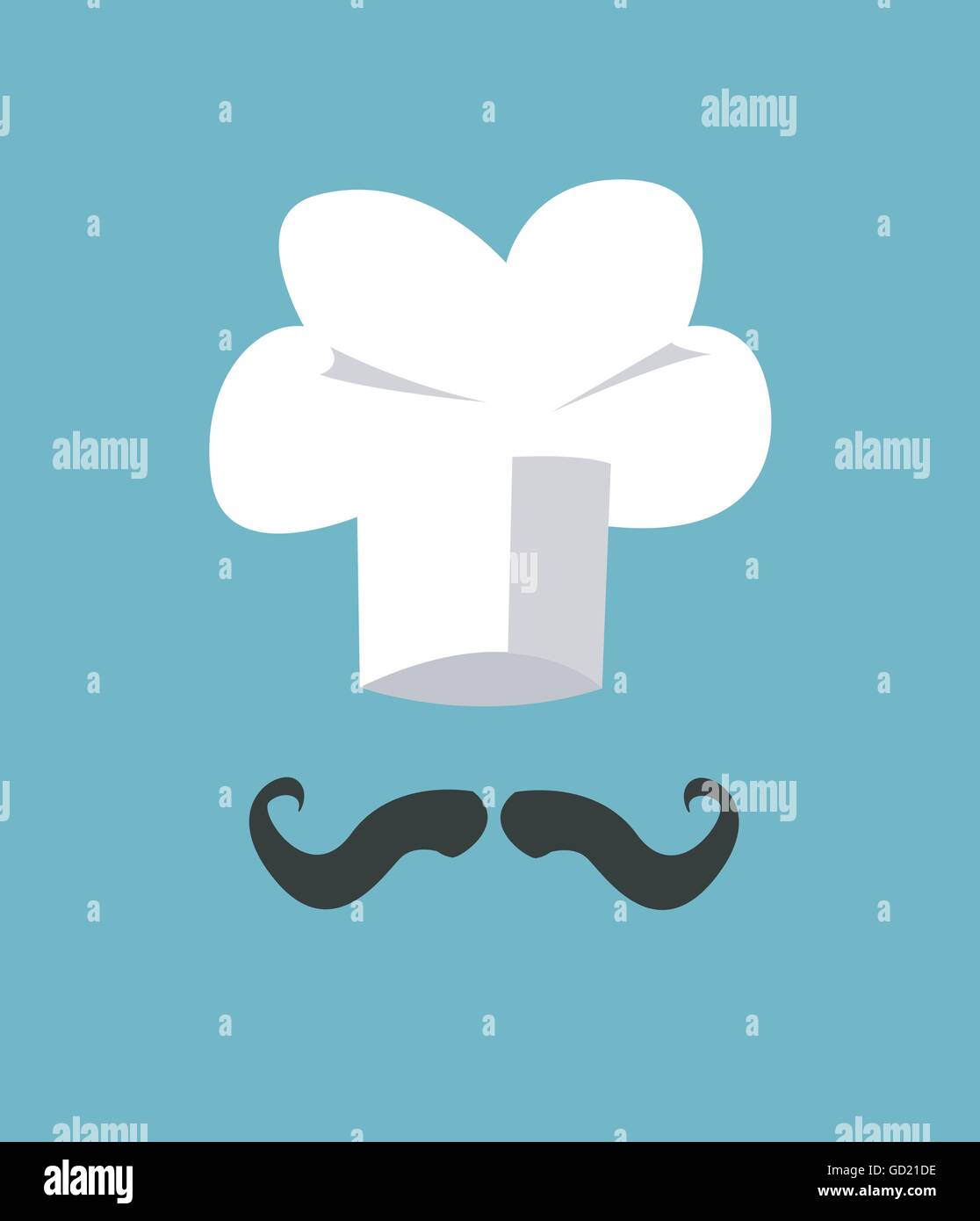 Chef hat and big mustache. Menu card. Flat design style Stock Vector ...