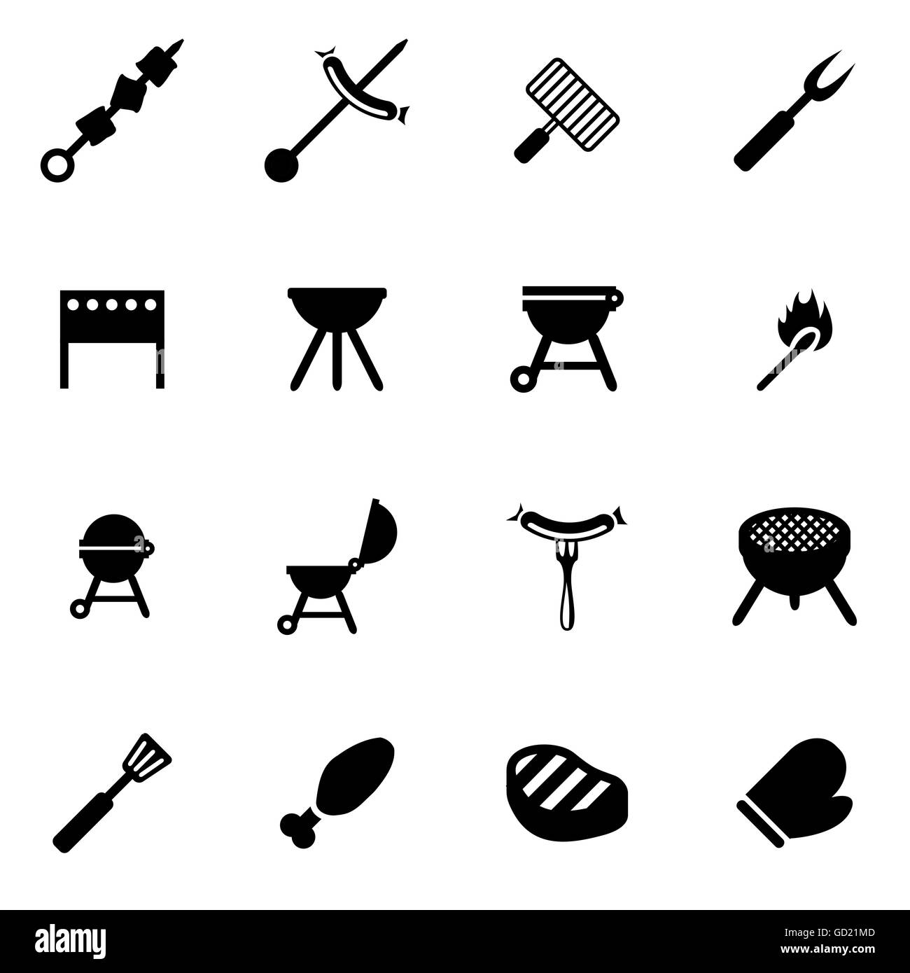 Vector black barbecue icon set Stock Vector Image & Art - Alamy