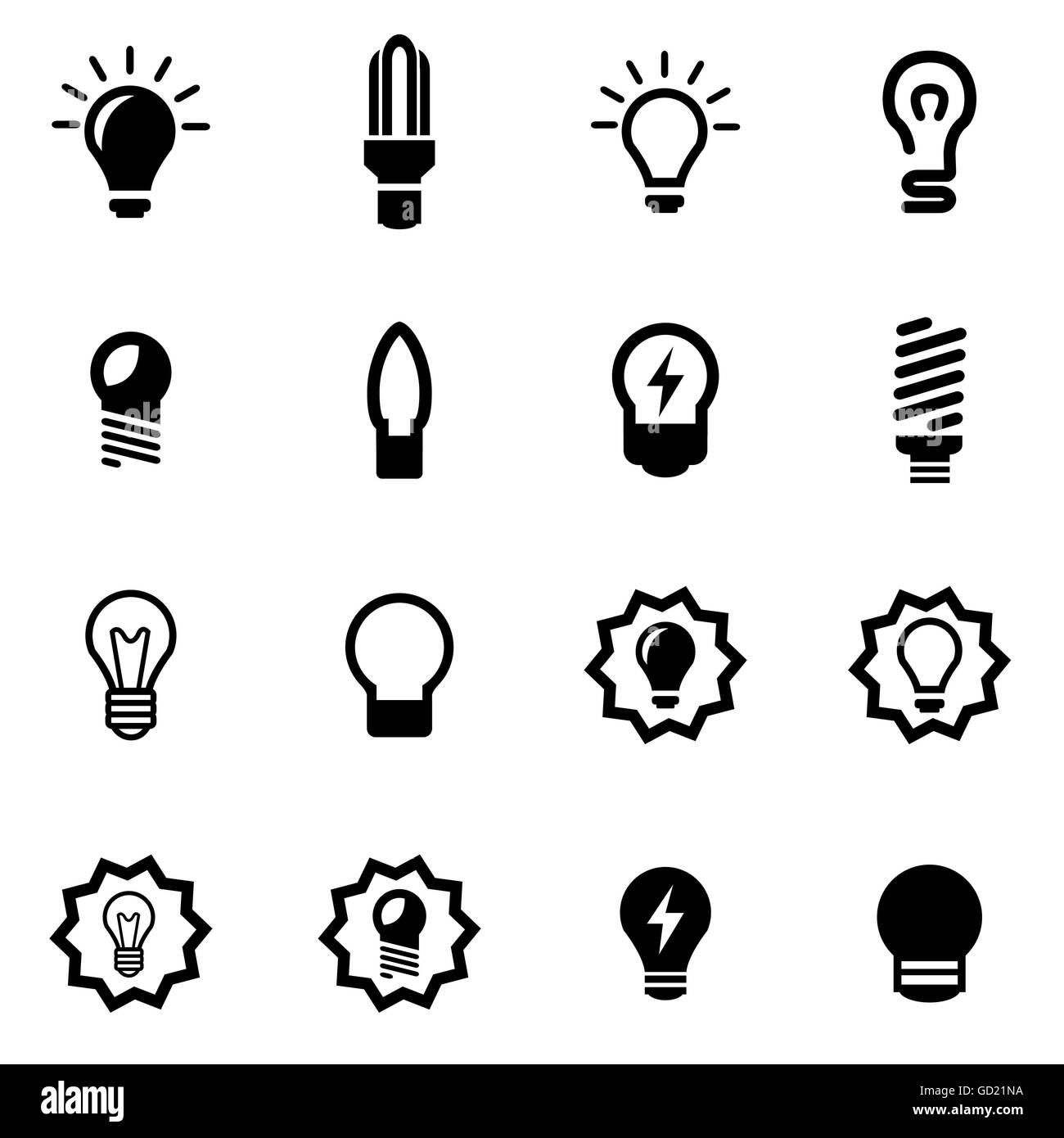 Vector black bulbs icon set Stock Vector Image & Art - Alamy