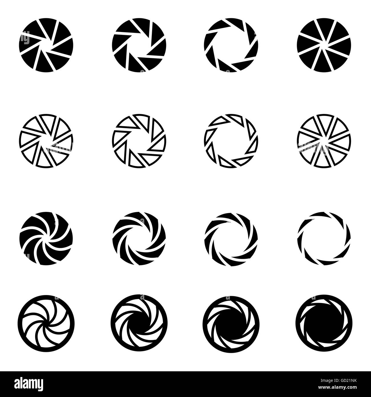 Vector black camera shutter icon set Stock Vector Image & Art - Alamy