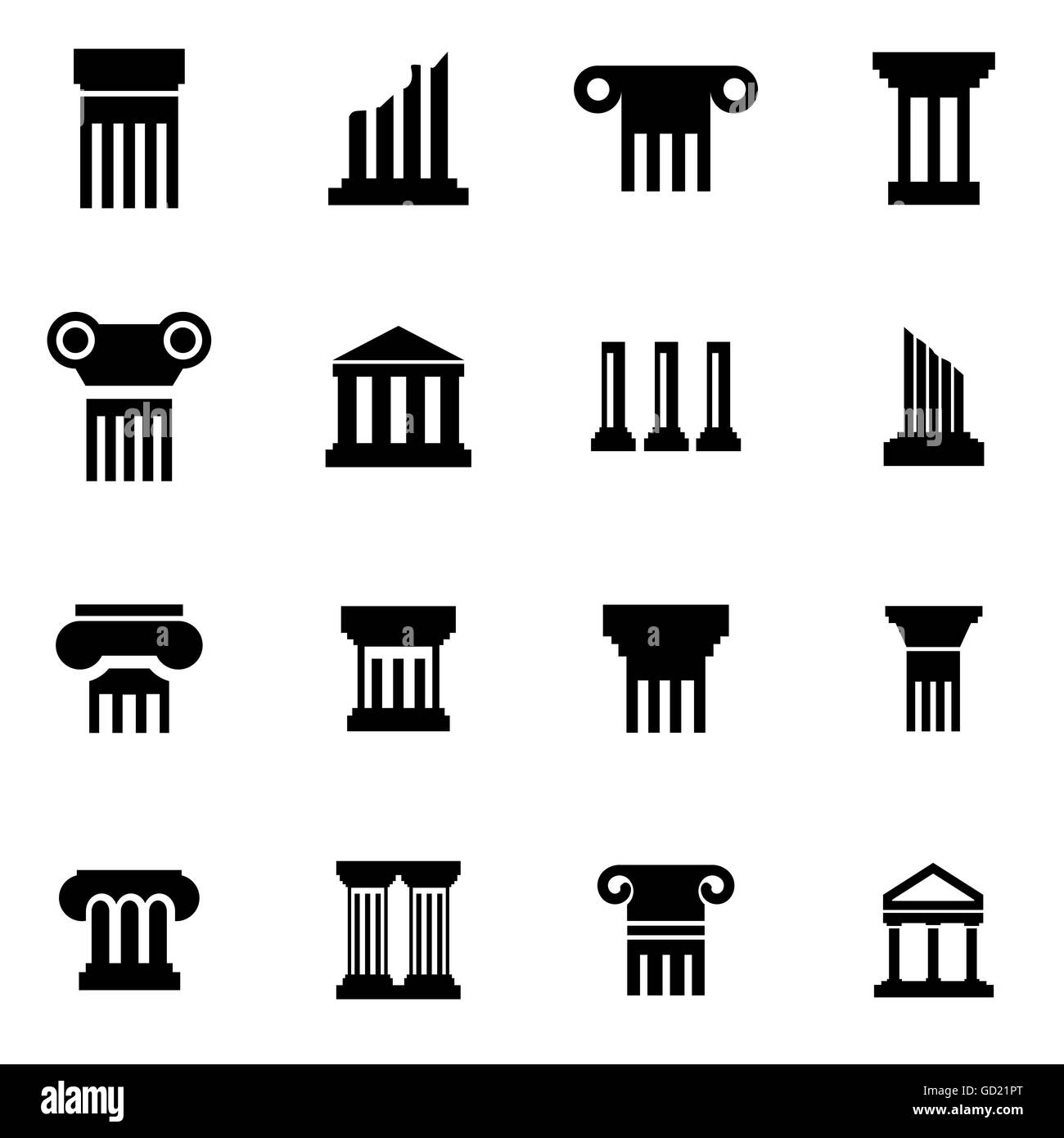 Vector black column icon set Stock Vector Image & Art - Alamy