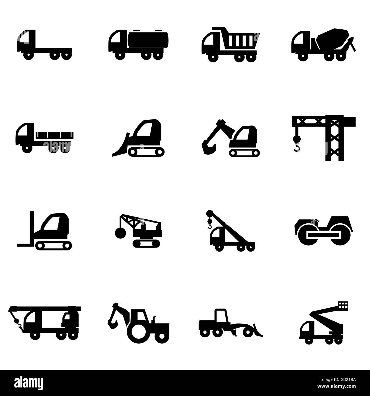 Vector black construction transport icon set Stock Vector Image & Art ...