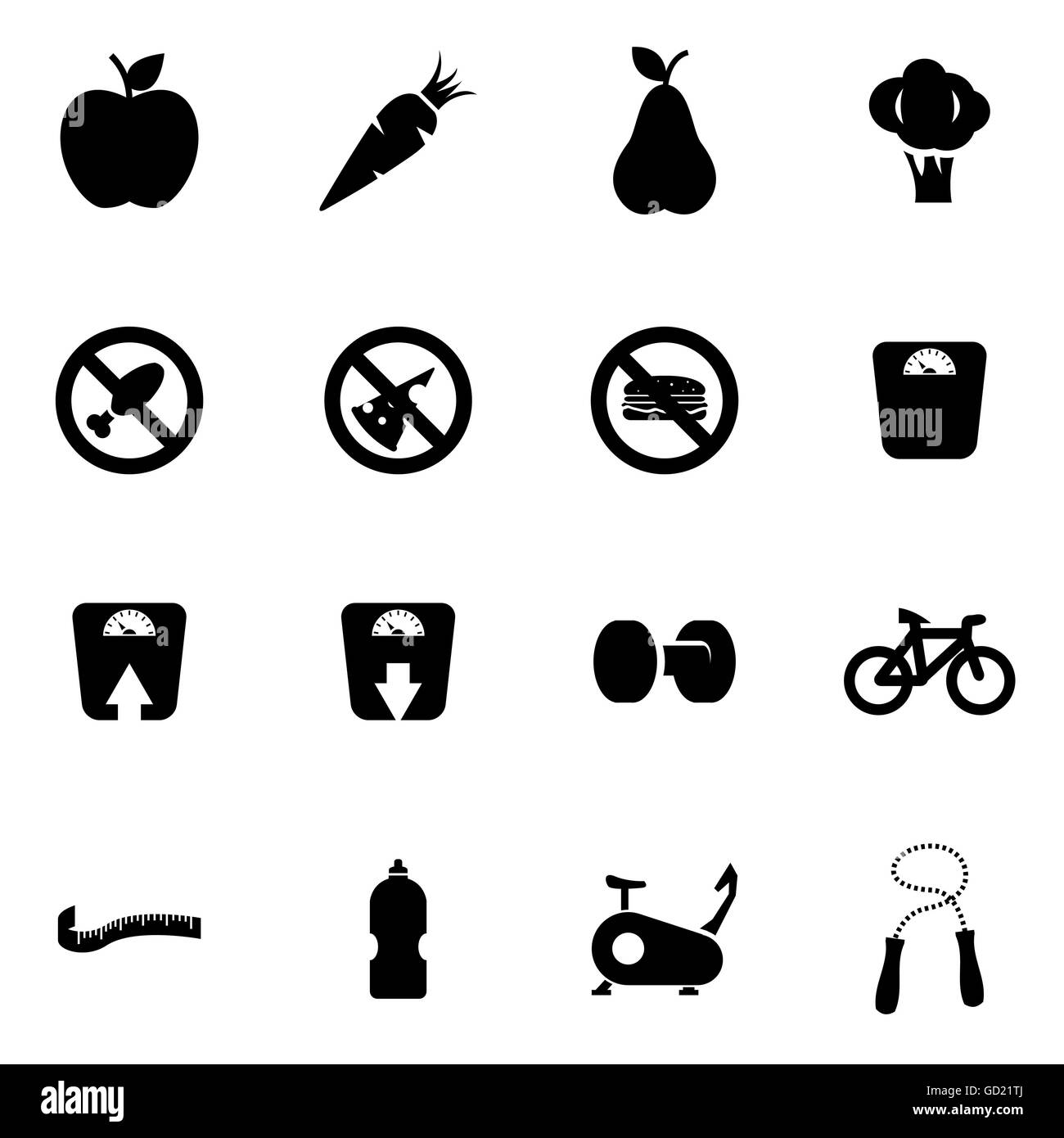 Vector black diet icon set Stock Vector Image & Art - Alamy