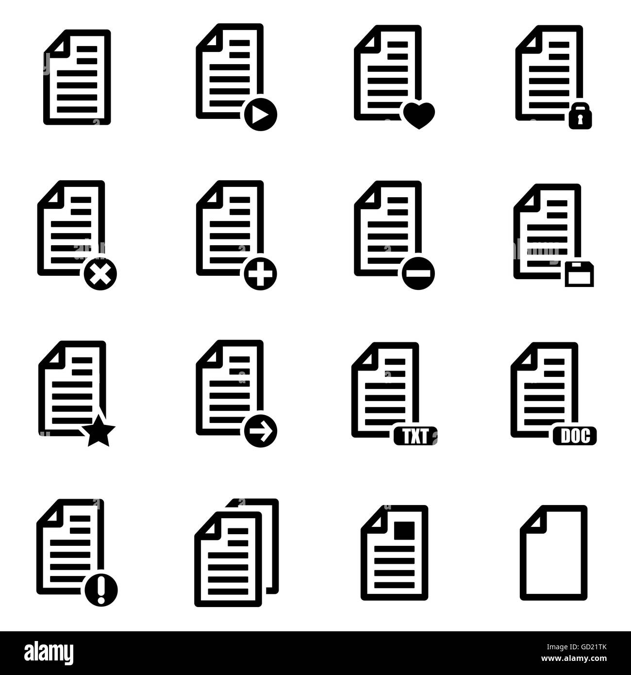 Vector black documents icon set Stock Vector Image & Art - Alamy