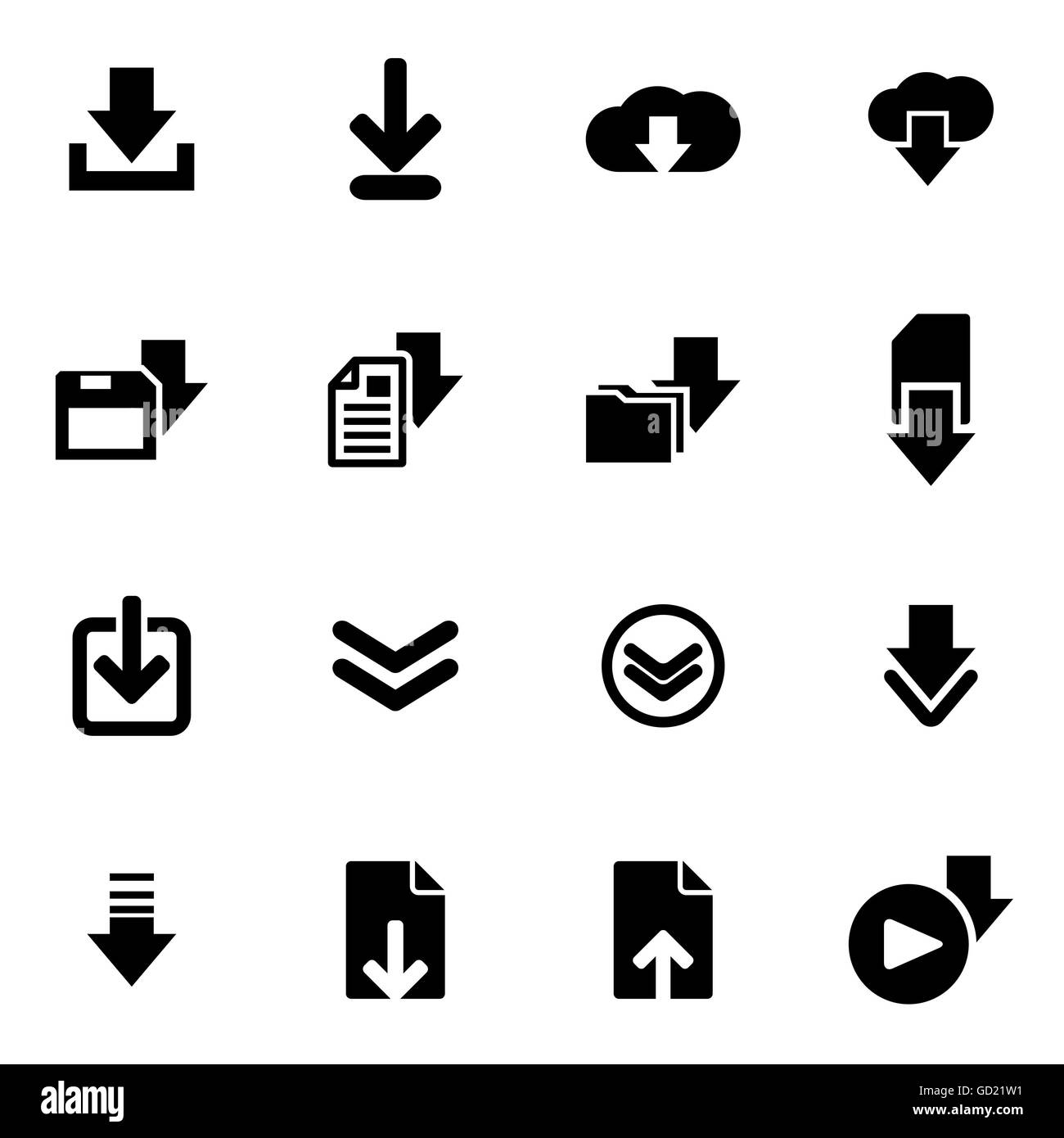 Vector black download icon set Stock Vector Image & Art - Alamy