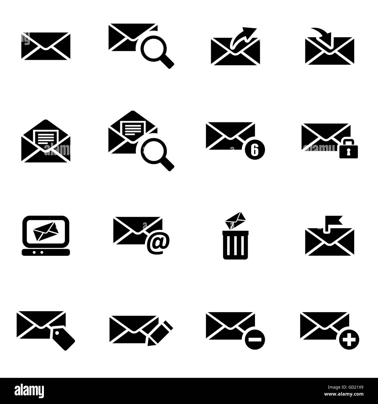 Vector black email icon set Stock Vector Image & Art - Alamy