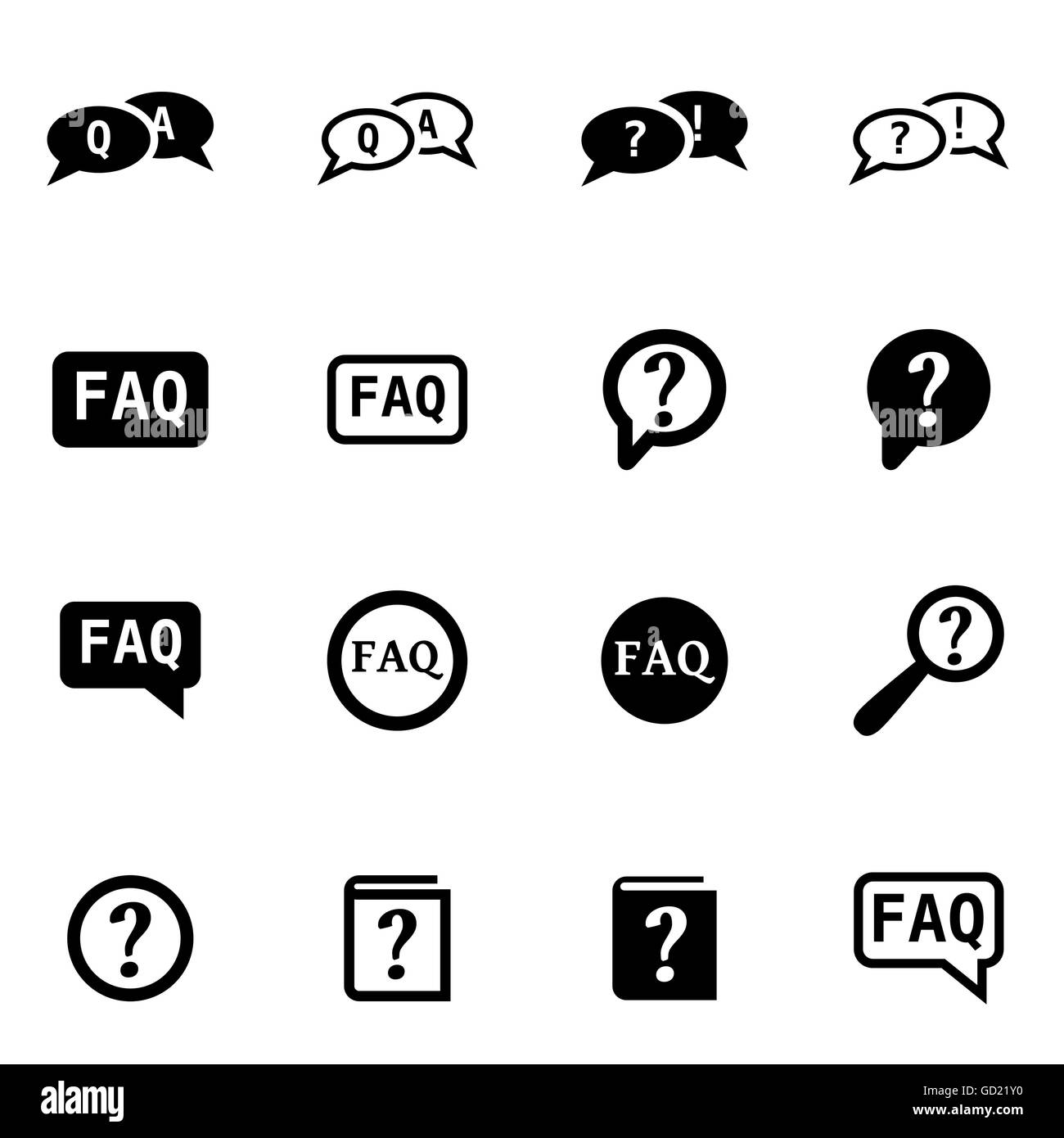 Vector black faq icon set Stock Vector Image & Art - Alamy