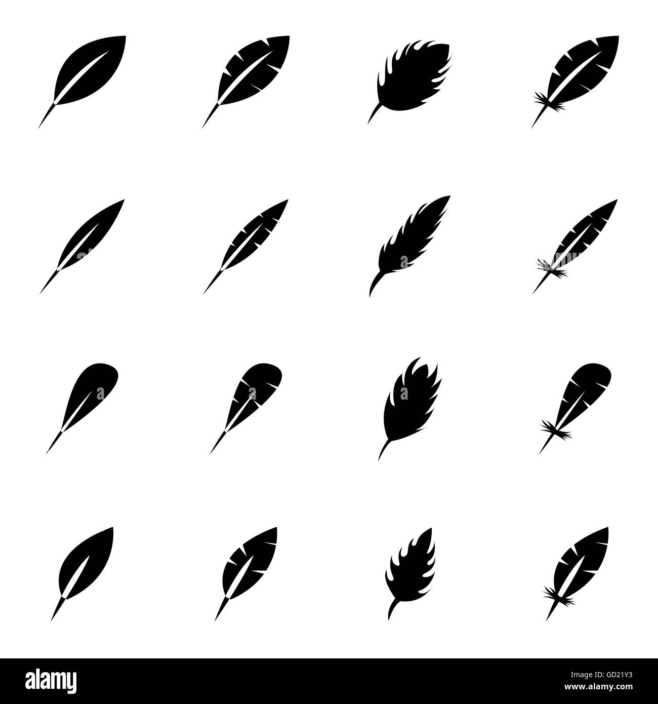 Vector black feather icon set Stock Vector Image & Art - Alamy