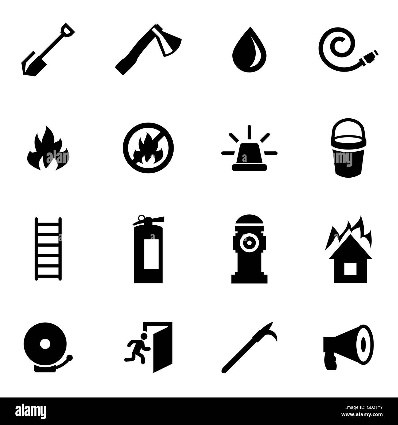Vector black firefighter icon set Stock Vector Image & Art - Alamy