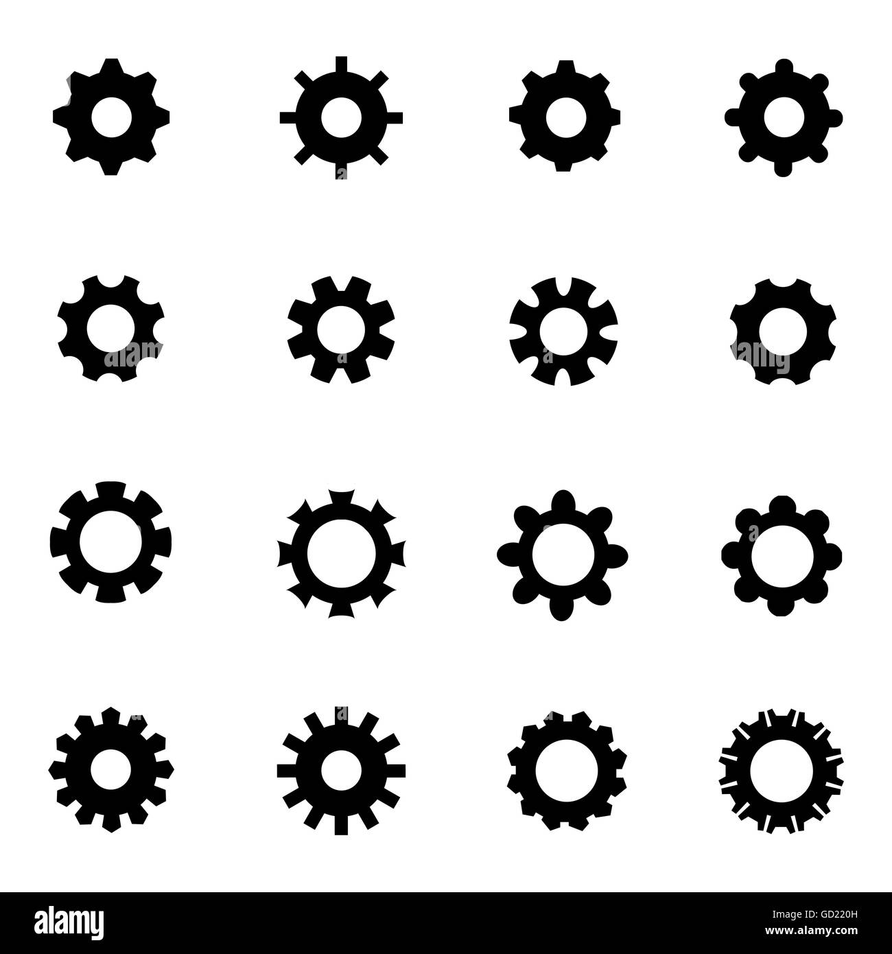 Vector black gear icon set Stock Vector Image & Art - Alamy