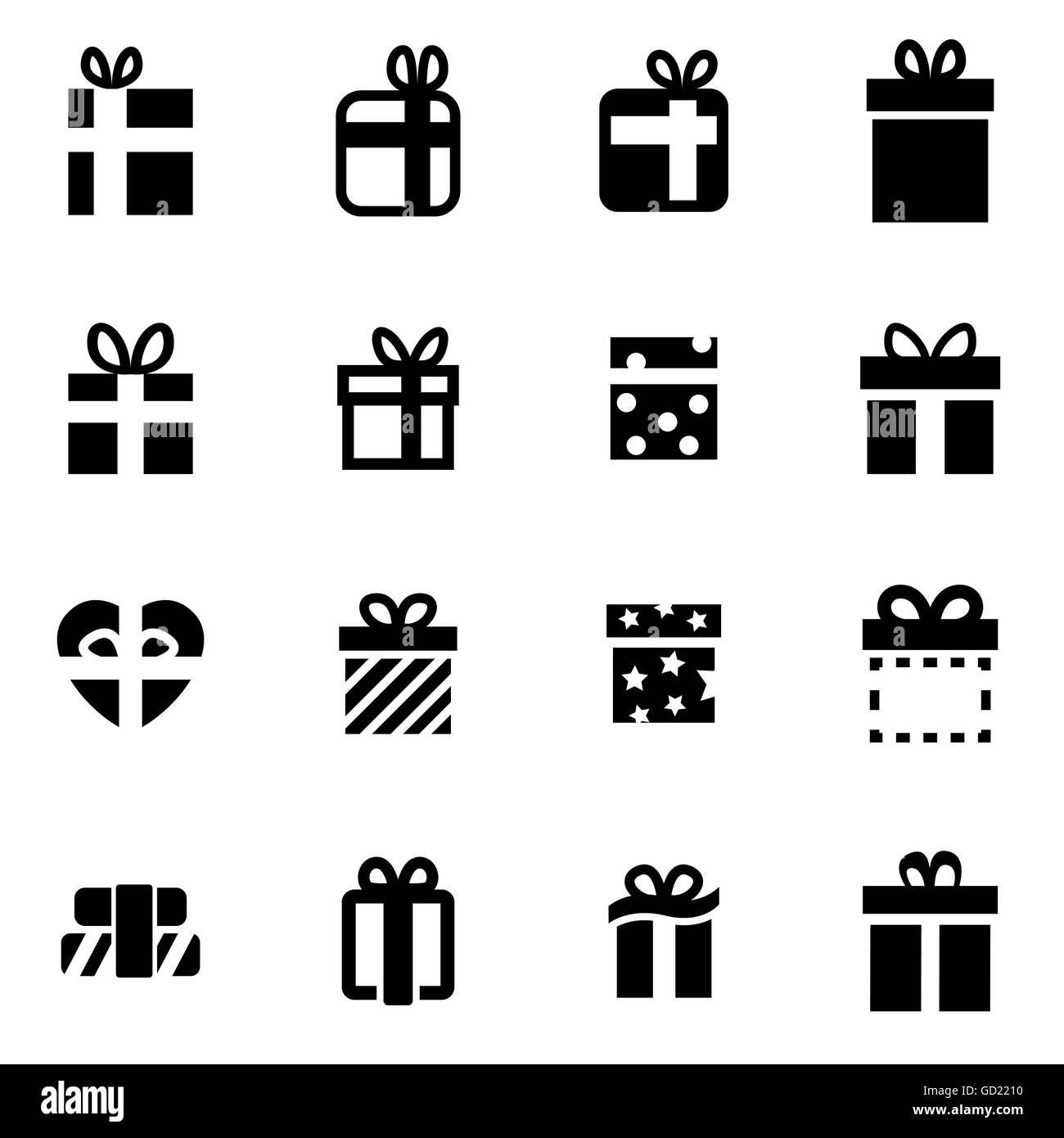 Vector black gift icon set Stock Vector Image & Art - Alamy