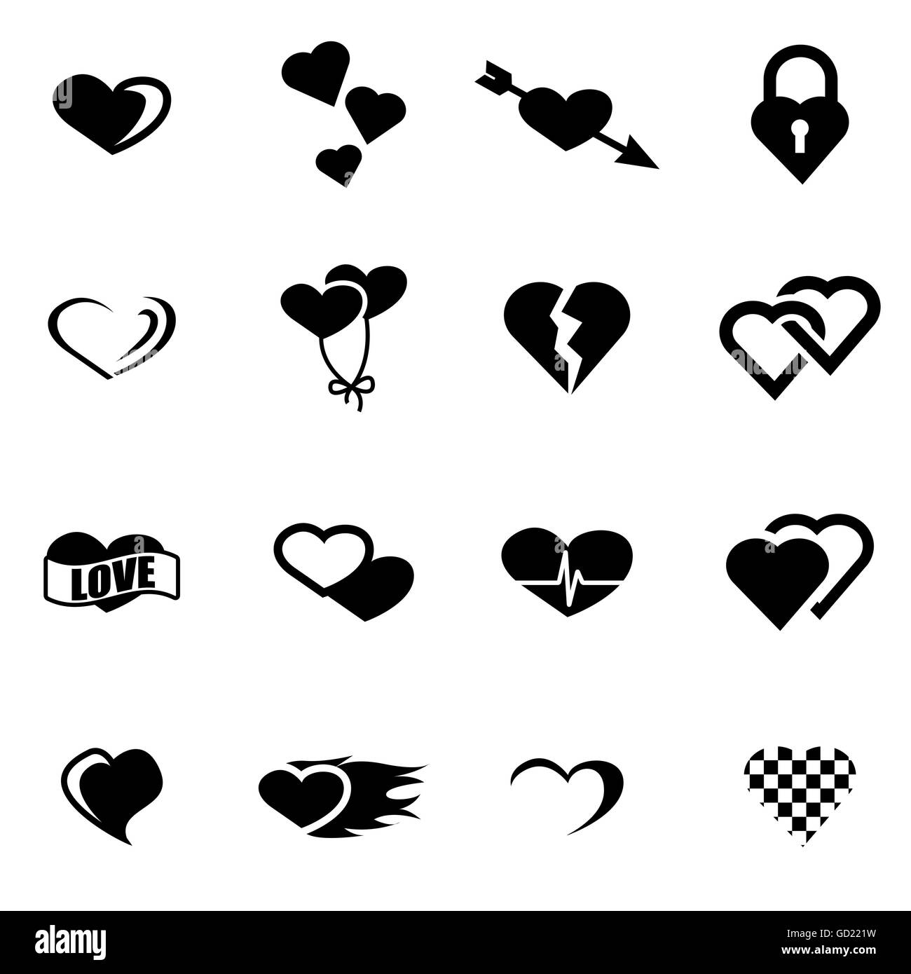 Vector black heart icon set Stock Vector Image & Art - Alamy