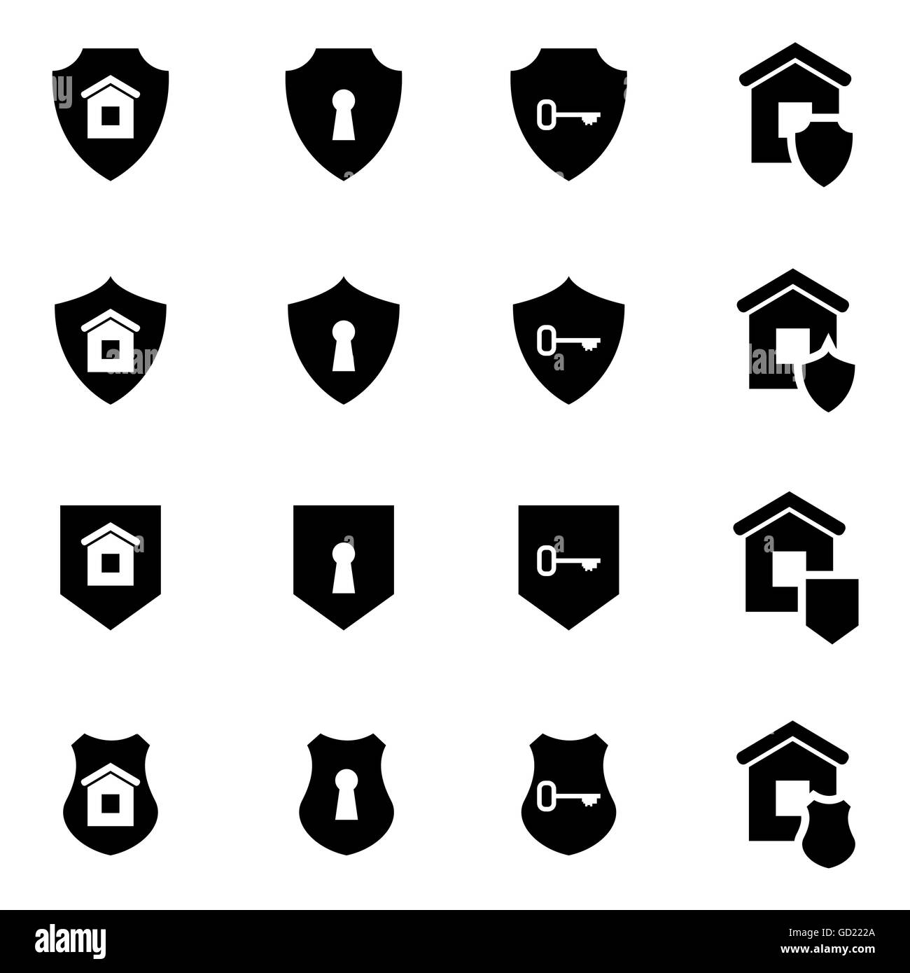 Vector black home security icon set Stock Vector Image & Art - Alamy