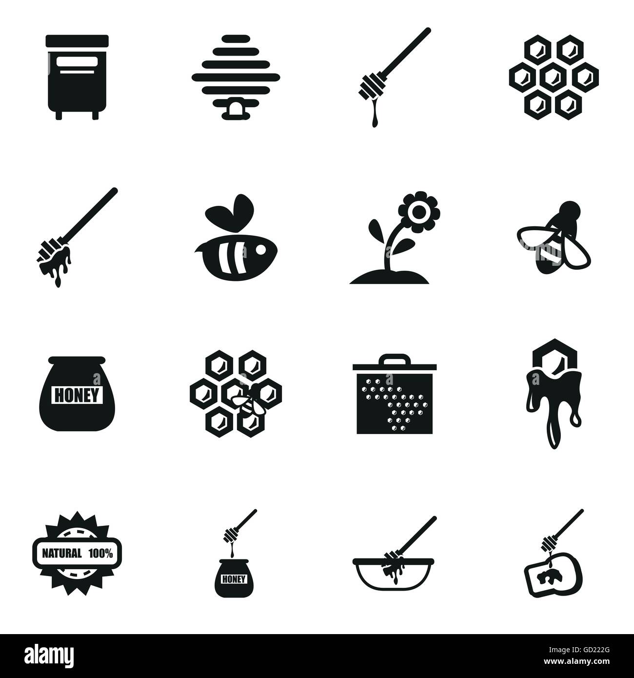 Vector black honey icon set Stock Vector Image & Art - Alamy