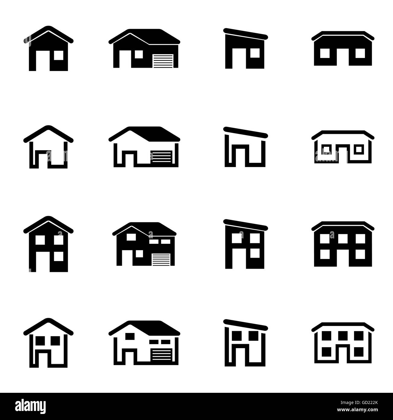 Vector black house icon set Stock Vector Image & Art - Alamy