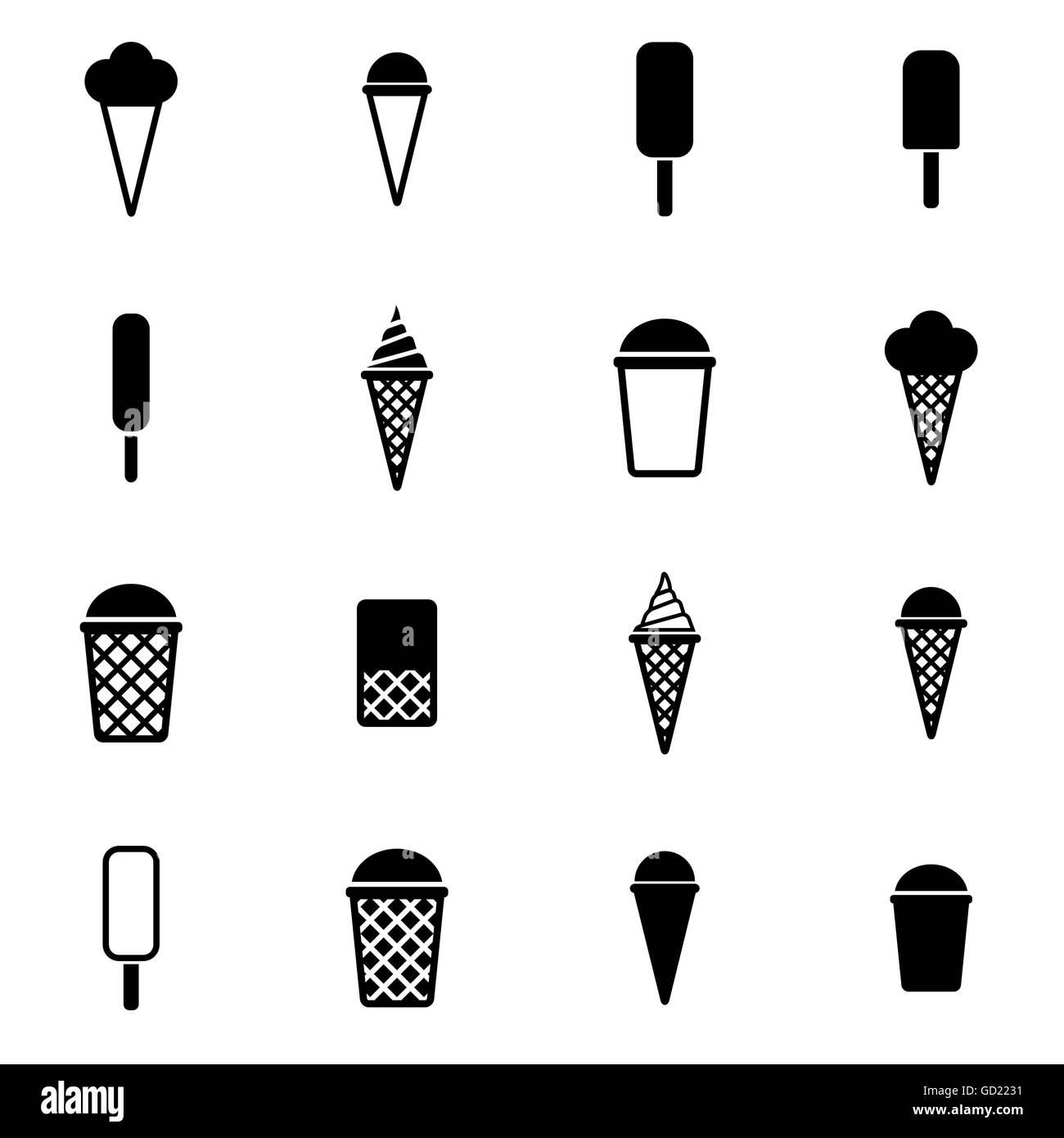 Vector black ice cream icon set Stock Vector Image & Art - Alamy