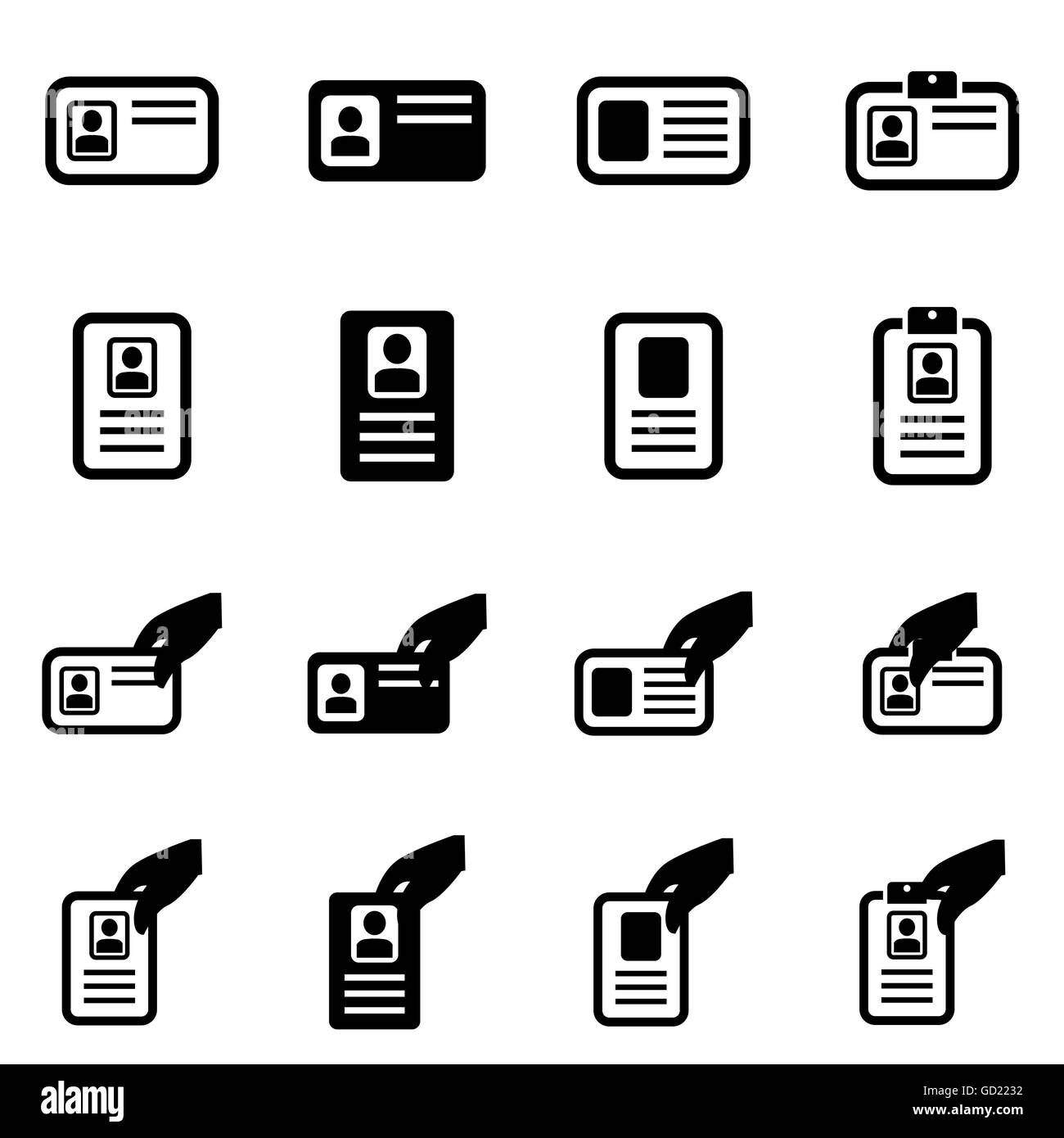 Vector black id card icon set Stock Vector Image & Art - Alamy