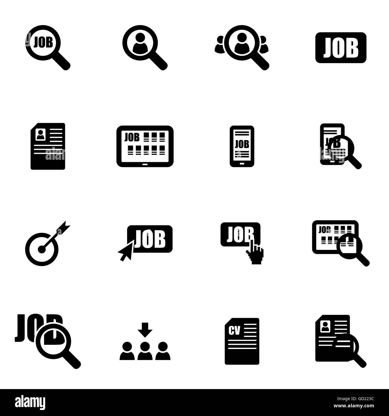 Vector black job search icon Black and White Stock Photos & Images - Alamy