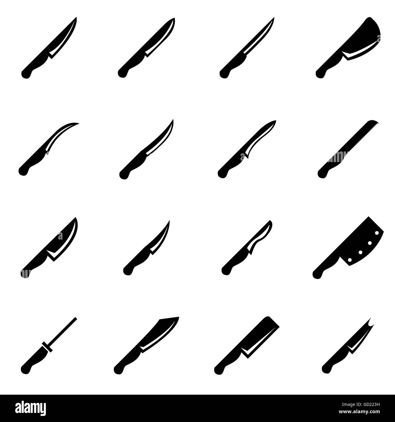 Vector black kitchen knife icon set Stock Vector Image & Art - Alamy