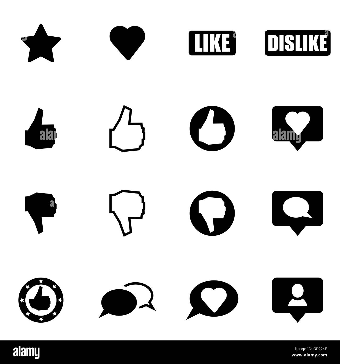 Vector black like icon set Stock Vector Image & Art - Alamy