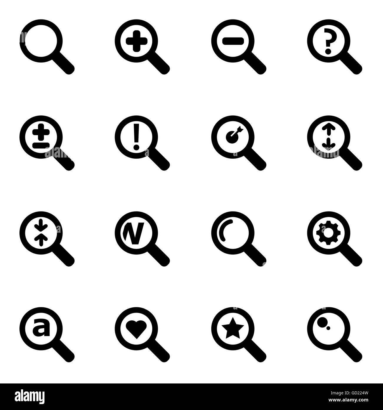 Magnifying icon Black and White Stock Photos & Images - Alamy