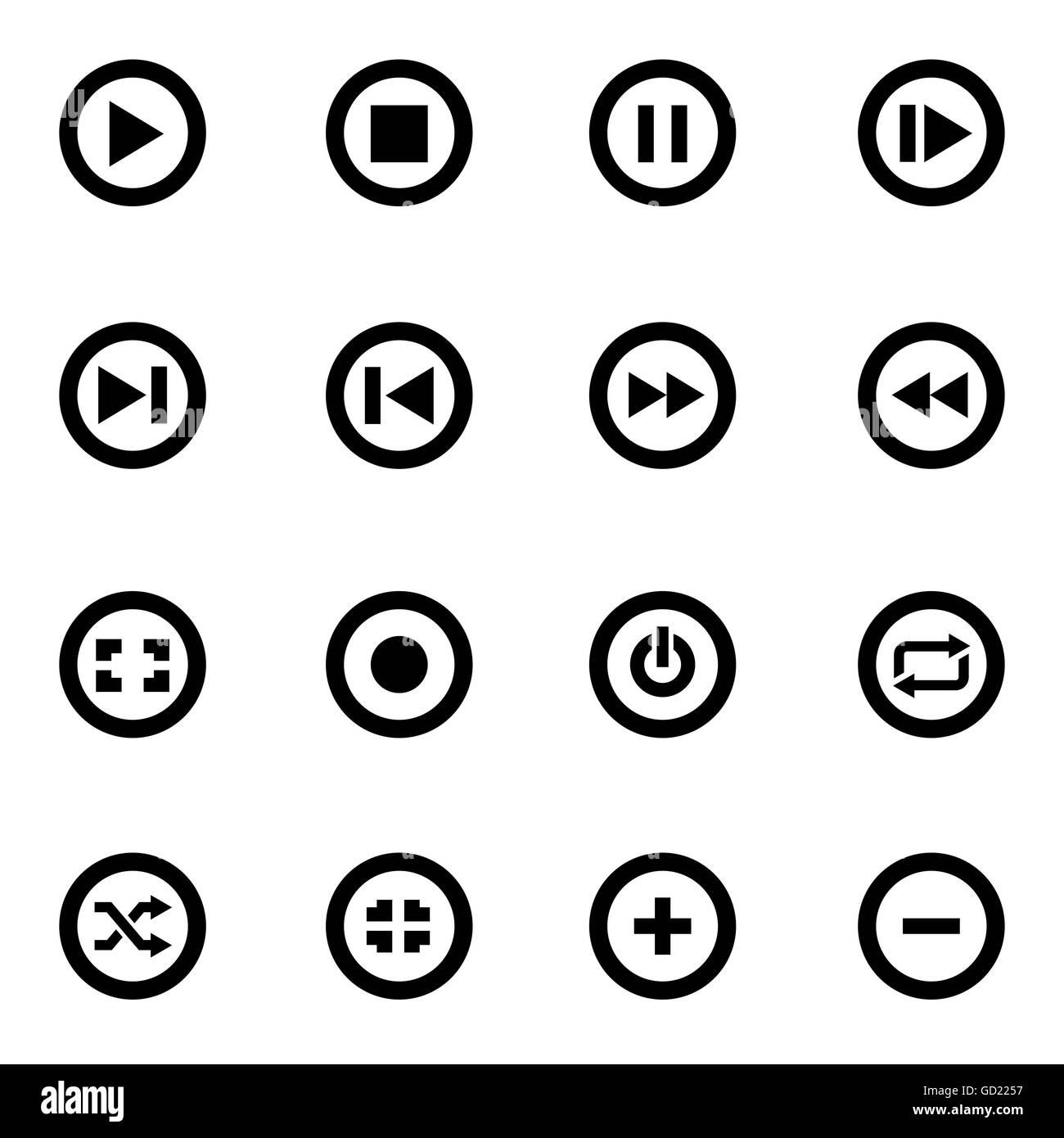 Vector black media buttons icon set Stock Vector Image & Art - Alamy