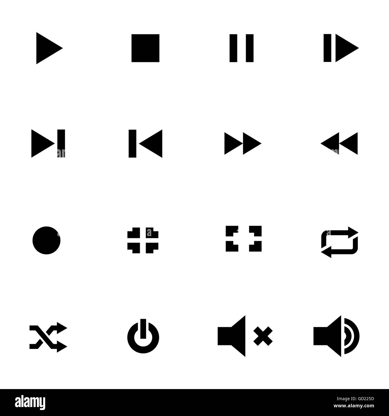 Vector black media player icon set Stock Vector Image & Art - Alamy