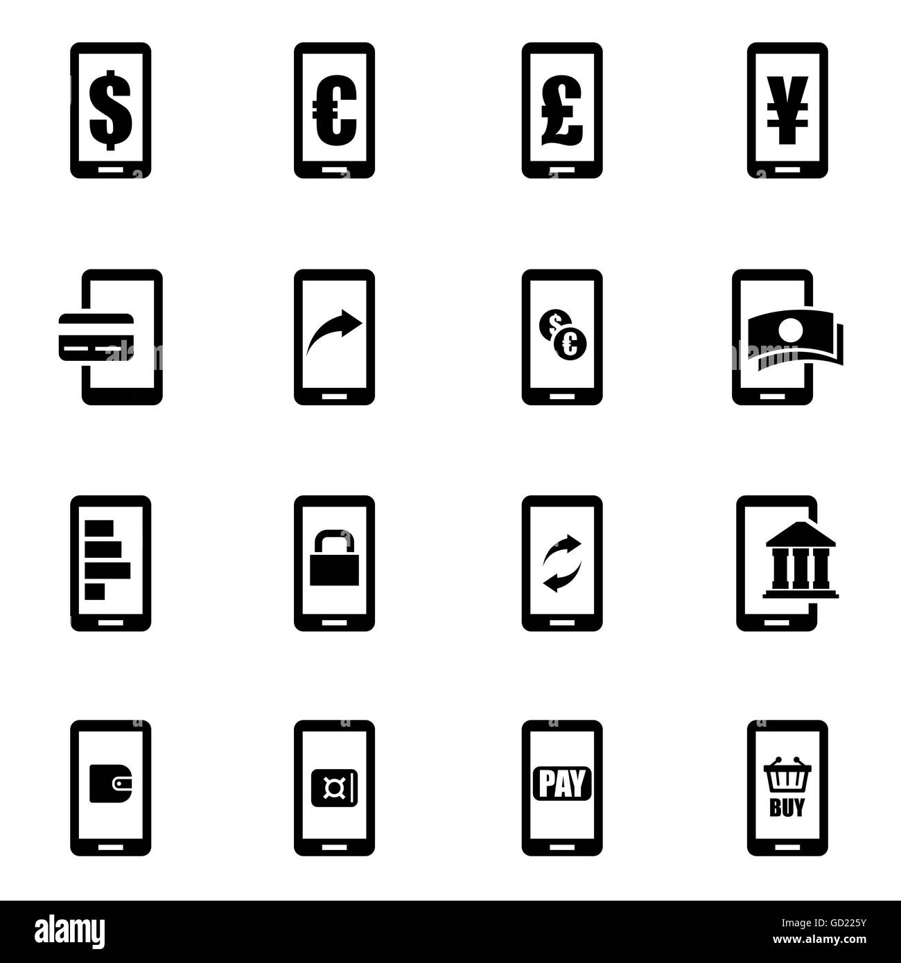 Vector black mobile banking icon set Stock Vector Image & Art - Alamy