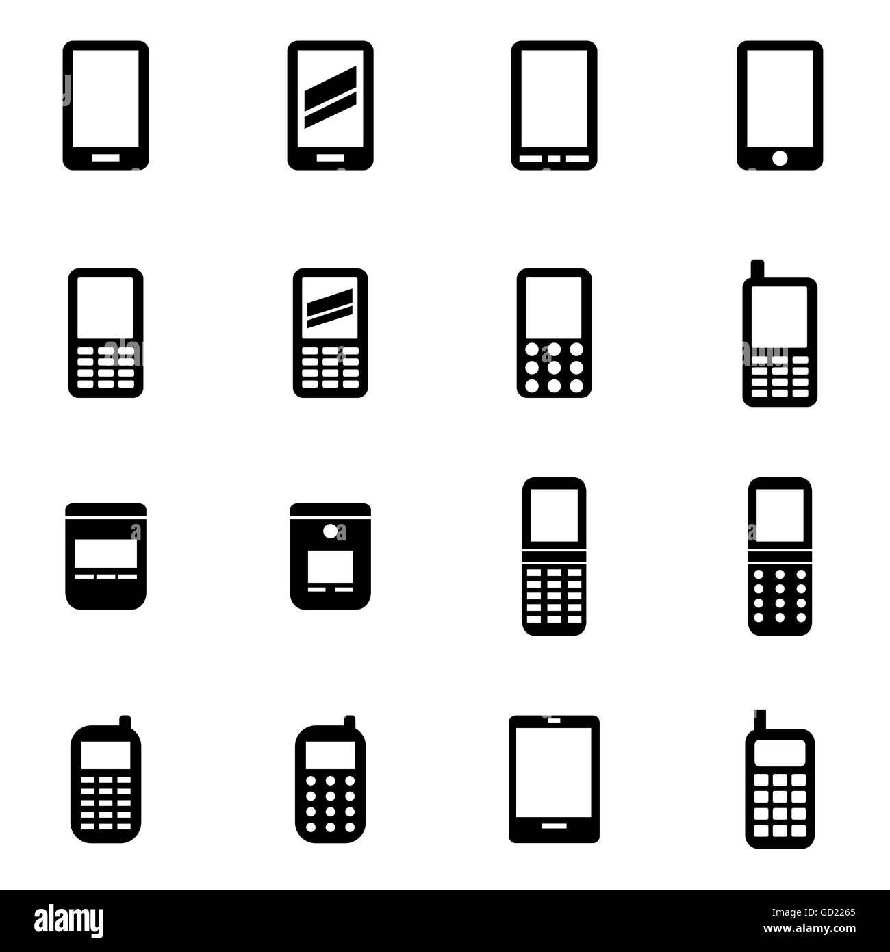Vector black mobile phone icon set Stock Vector Image & Art - Alamy