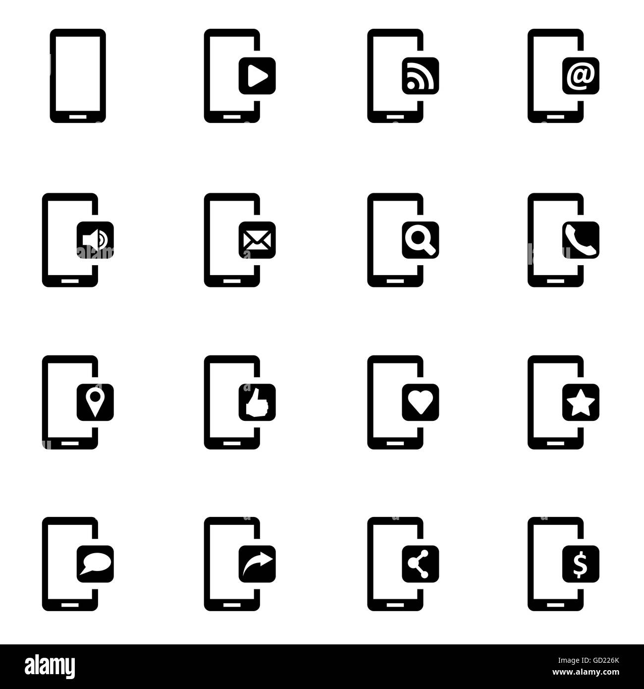 Vector black mobile icon set Stock Vector Image & Art - Alamy