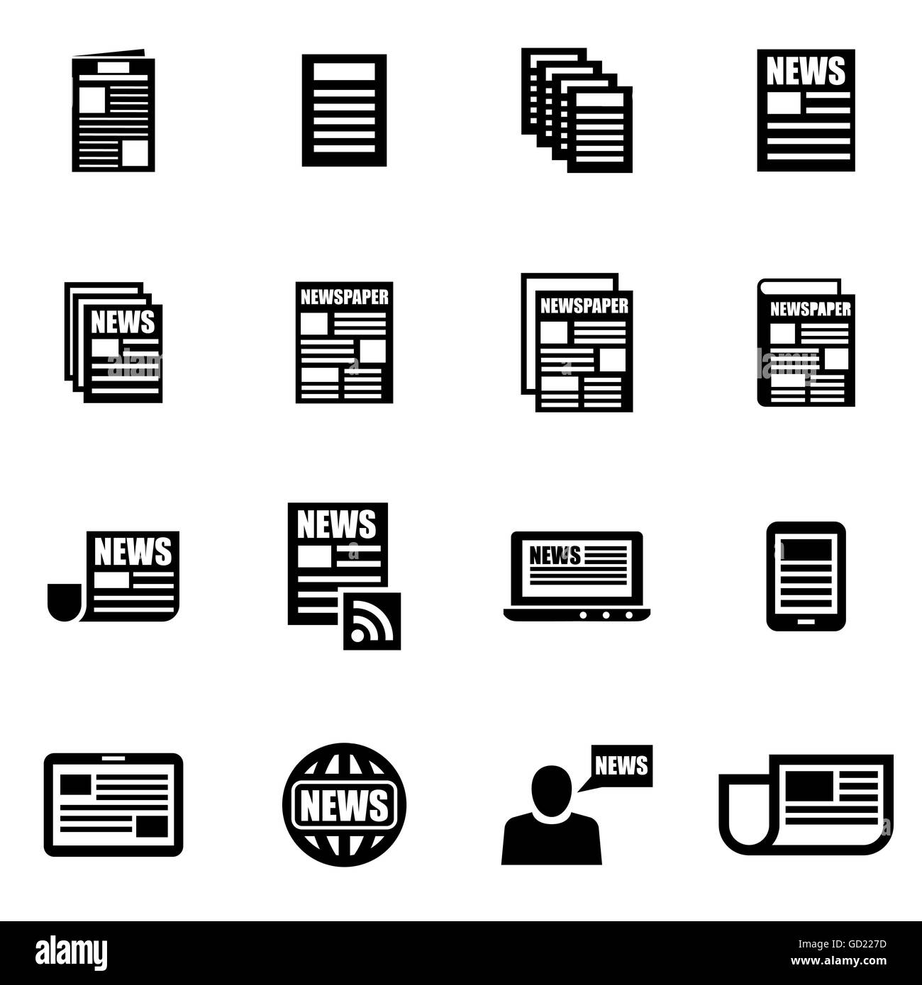 Vector black newspaper icon set Stock Vector Image & Art - Alamy